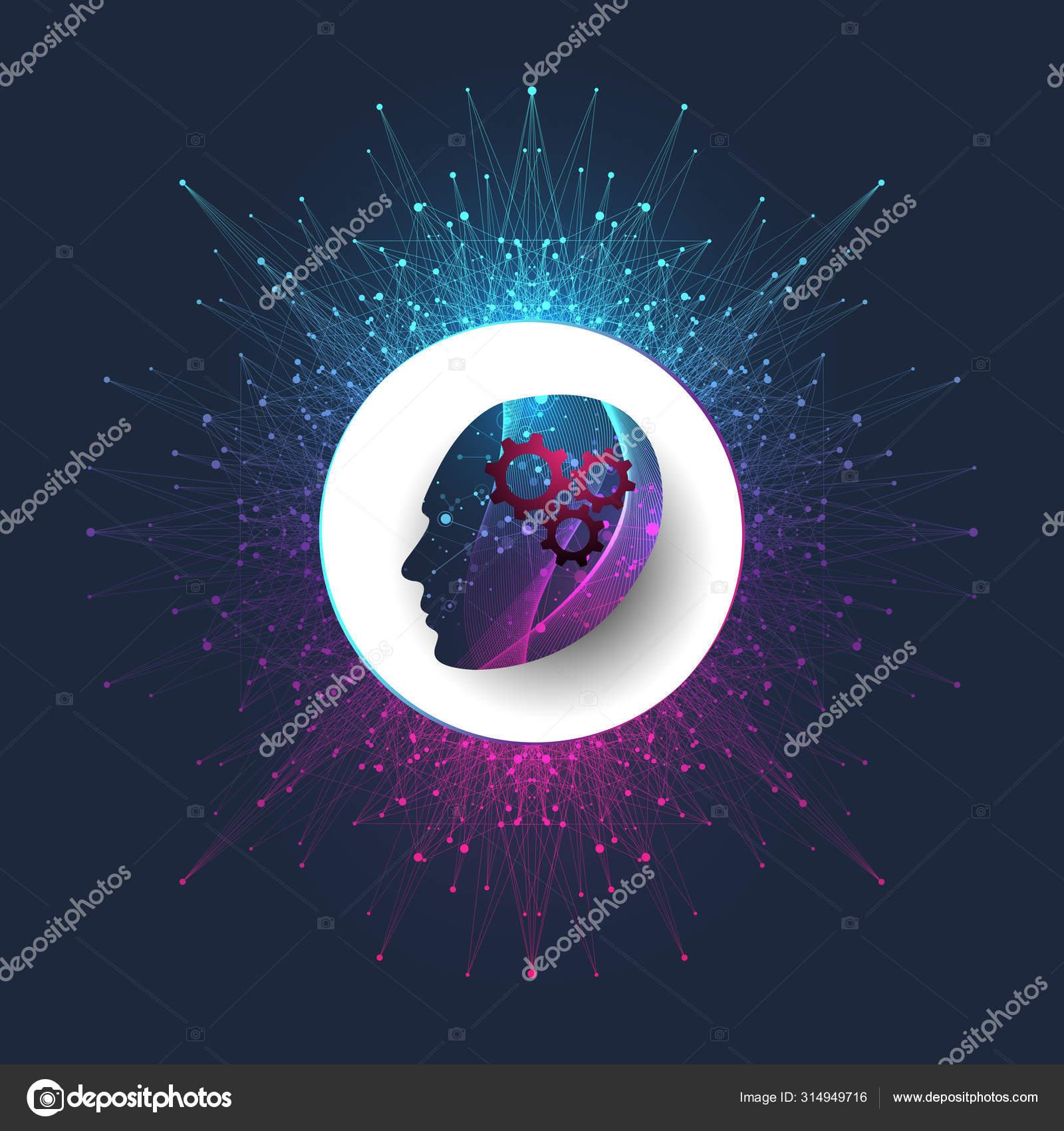 Artificial intelligence logo vector icon AI banner. Cloud computing ...