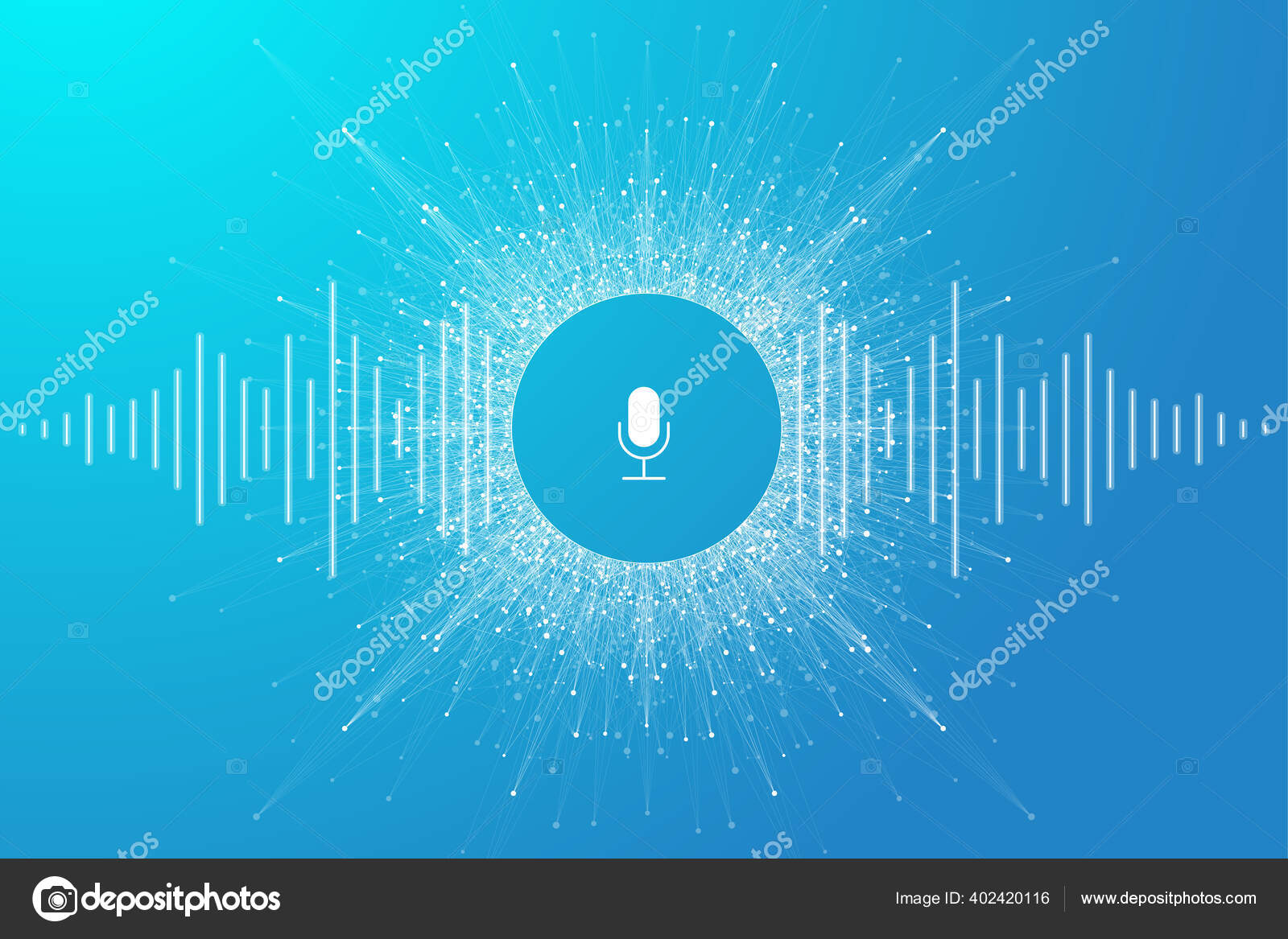 Voice assistant concept. Vector sound wave. Voice and sound recognition equalizer wave flow ...