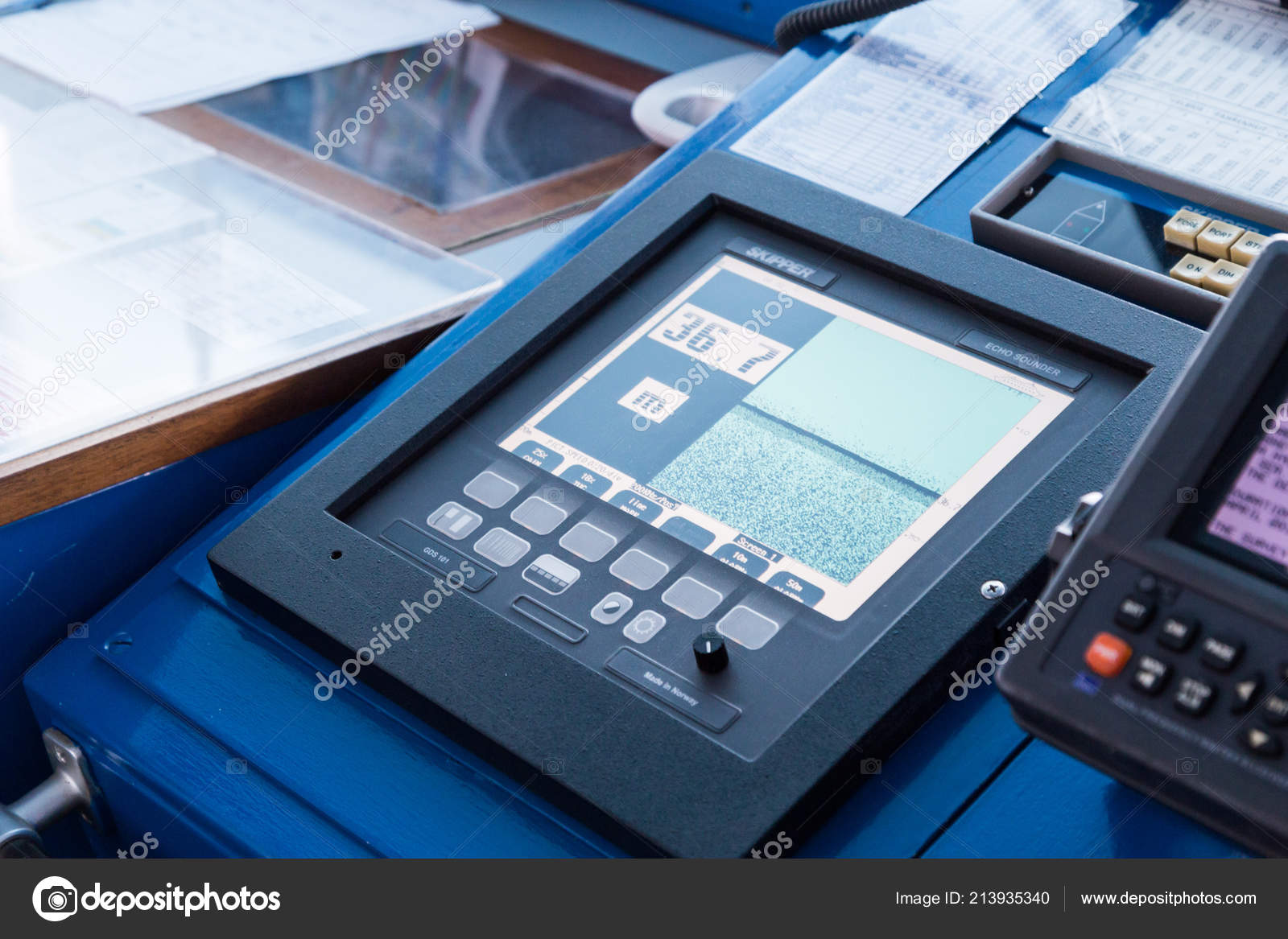 Closeup Sonar Instrument Equipment Ocean Ship Vessel Scanning Sea Depth ...