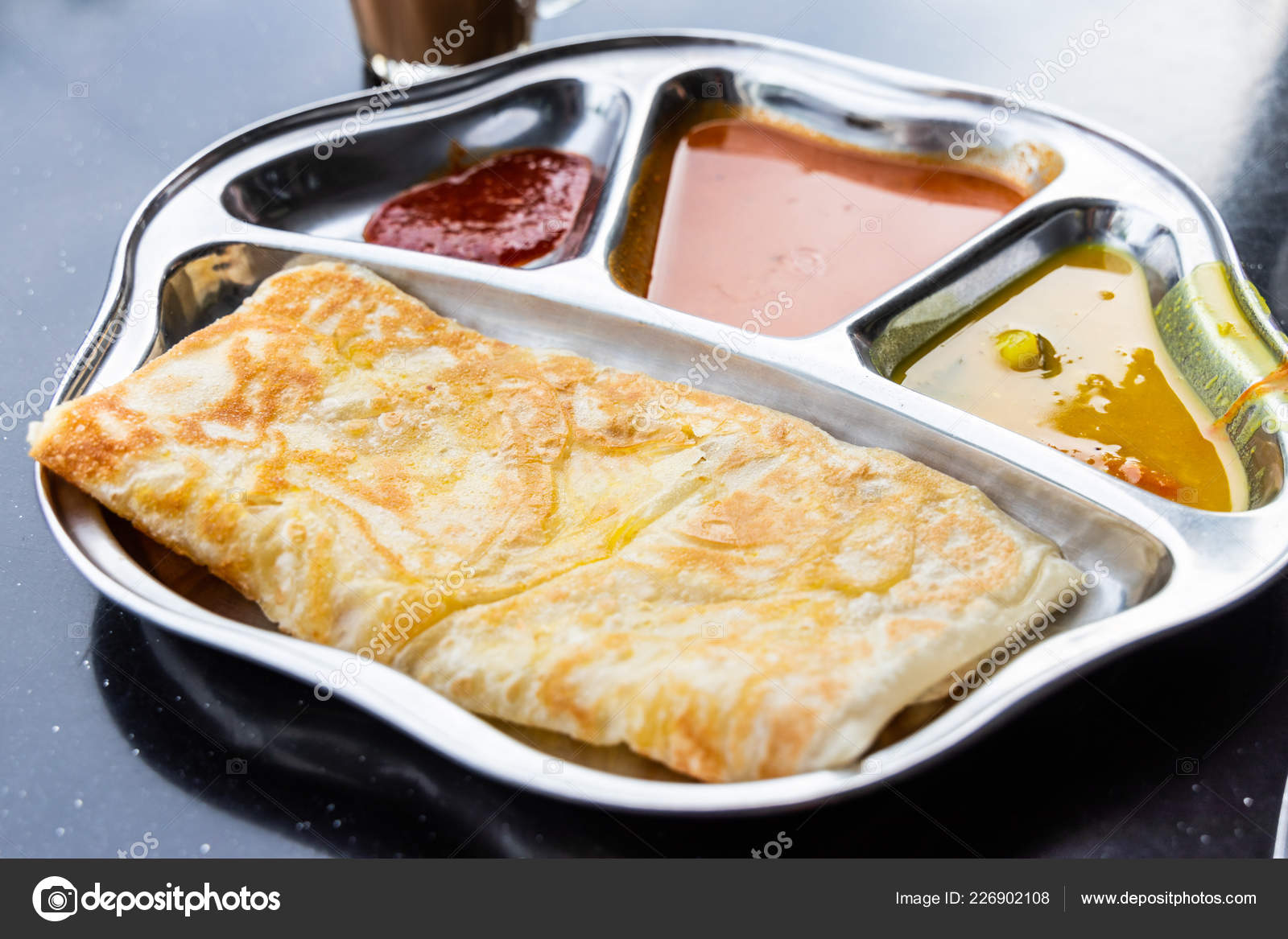 Roti Prata Canai Set Curry Dhal Sambal Favorite Breakfast Malaysia ...