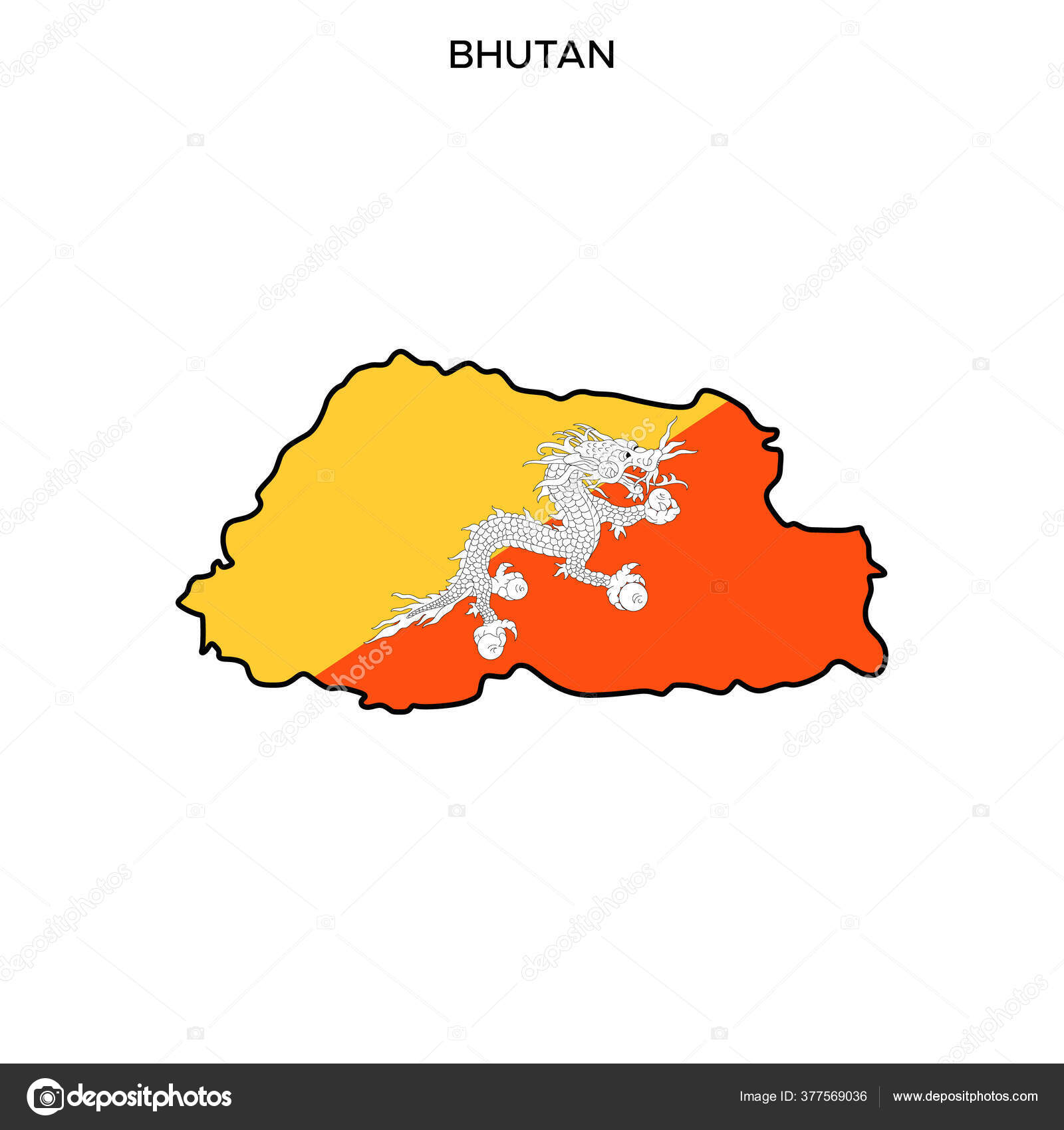 Map Flag Bhutan Vector Design Template Editable Stroke Stock Vector by ...