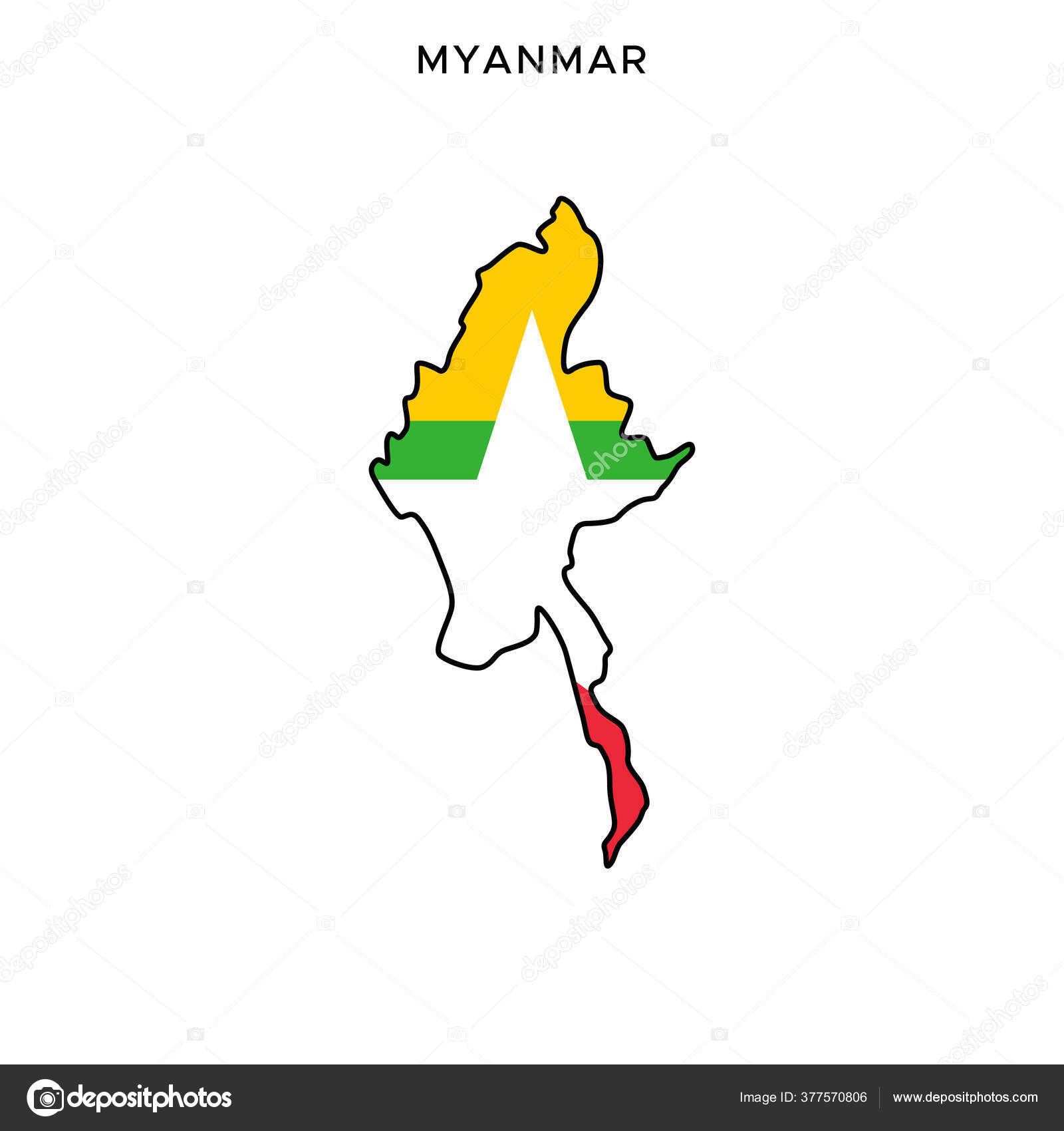 Map Flag Myanmar Vector Design Template Editable Stroke — Stock Vector ...
