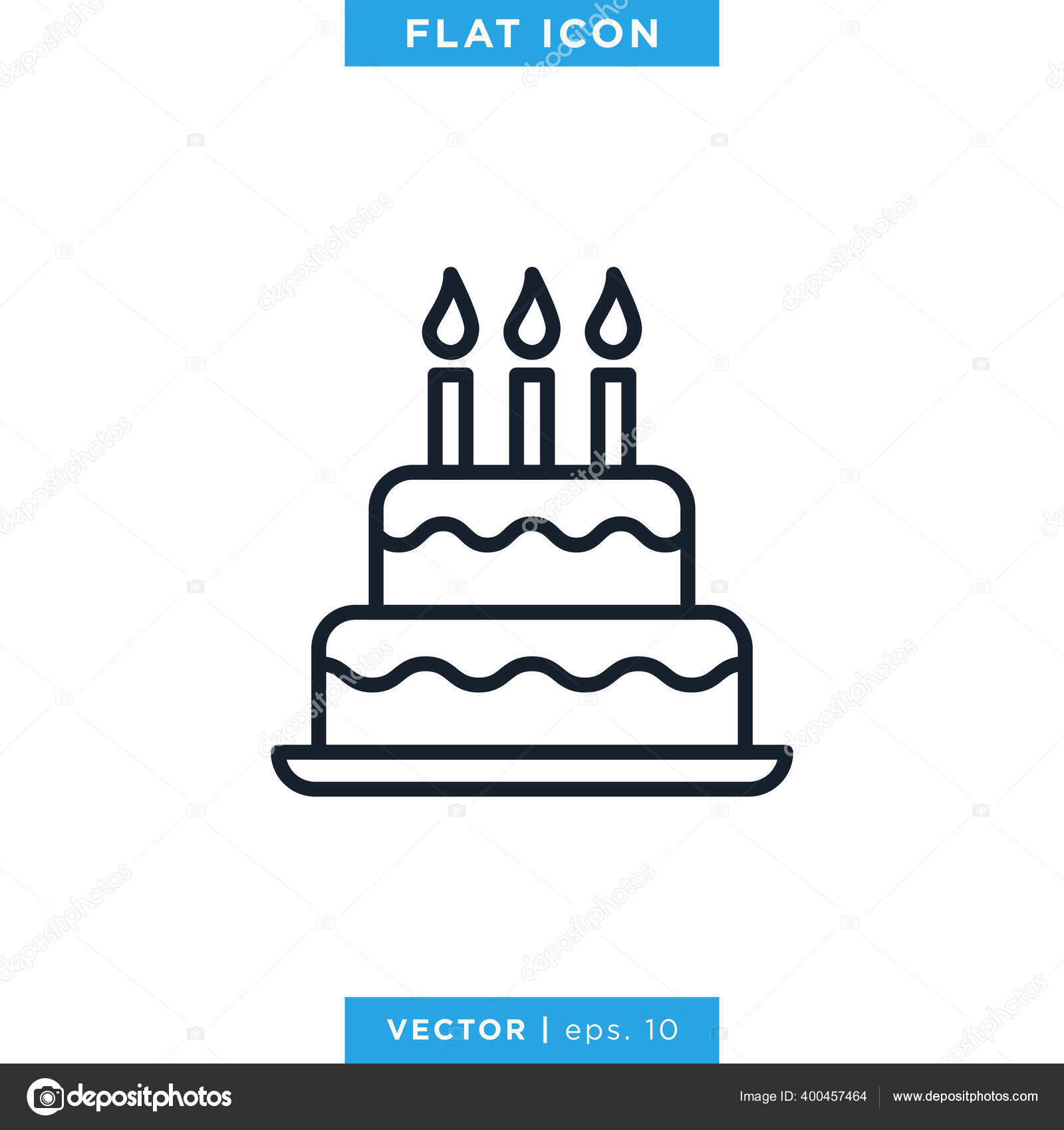 Birthday Cake Icon Vector Design Template Editable Stroke Stock Vector ...