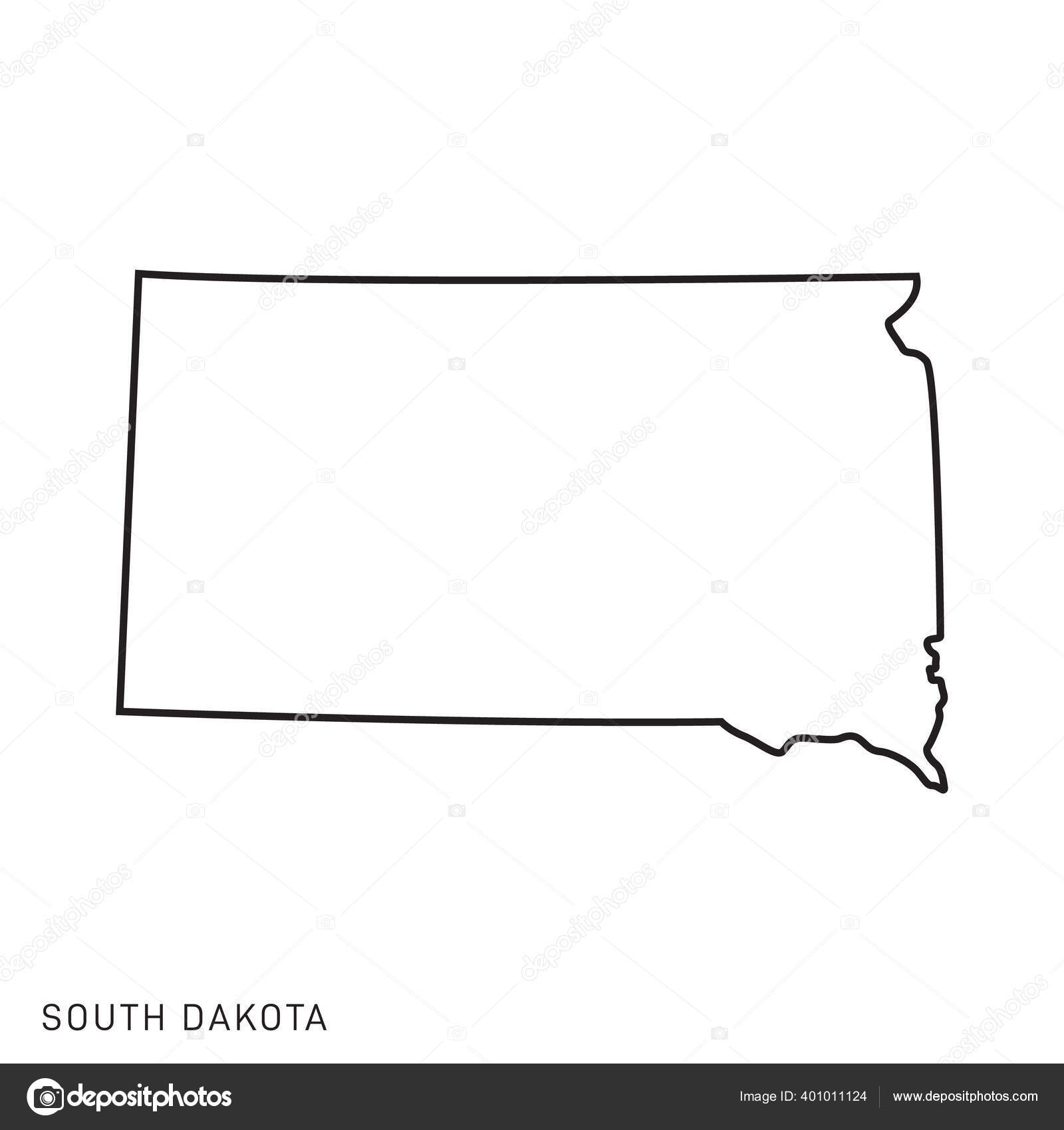 South Dakota Map Vector Outline Design Template Editable Stroke Stock ...