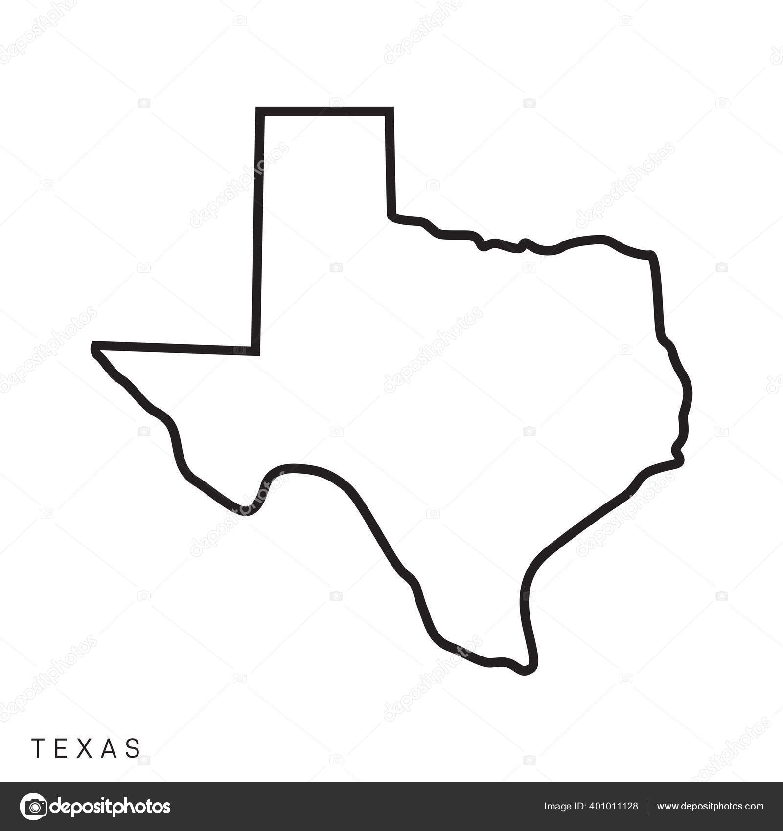 Texas Map Vector Outline Design Template Editable Stroke Stock Vector ...