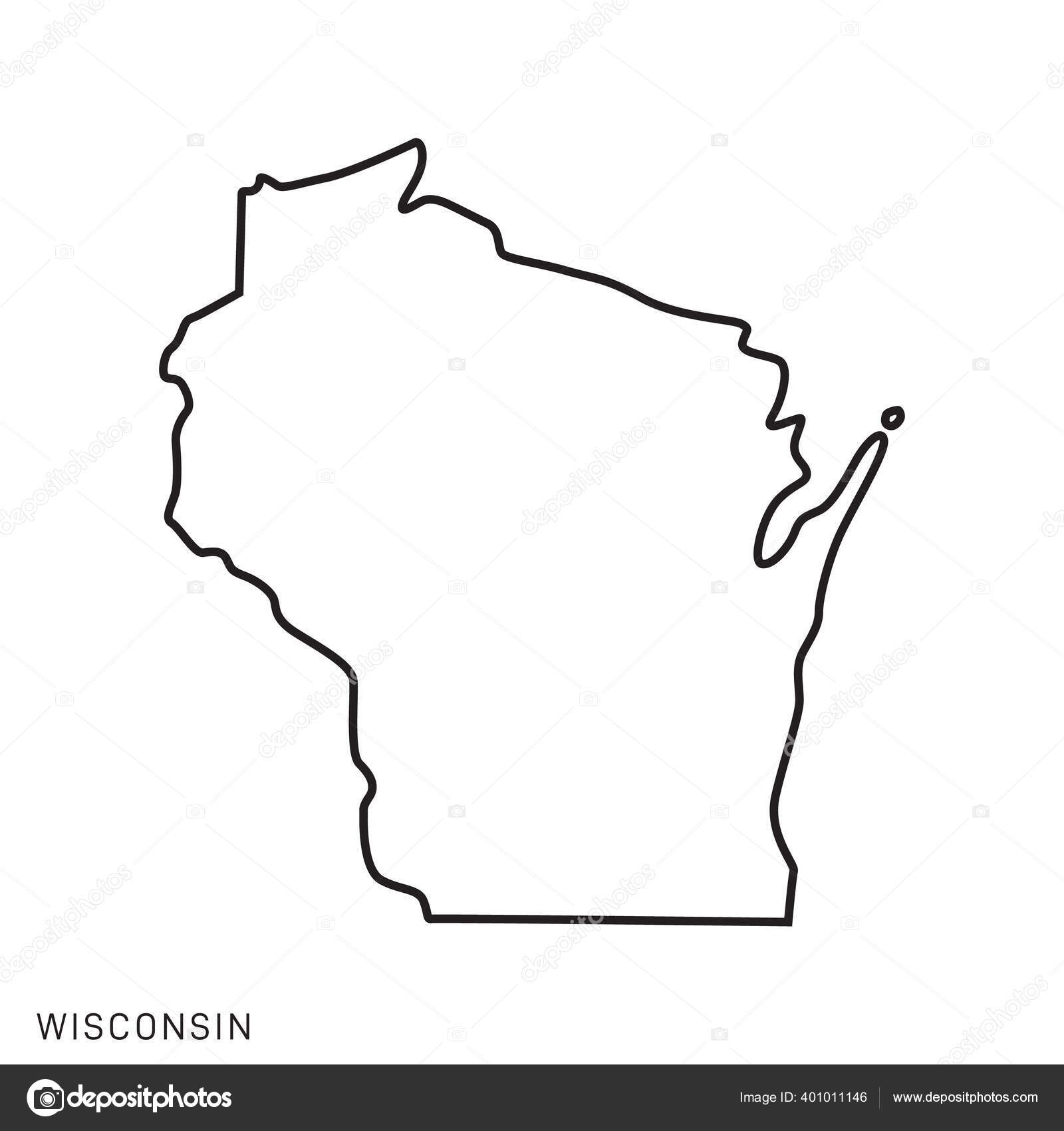 Wisconsin Mapa Vector Outline Design Template Curso Editável Vetor de ...