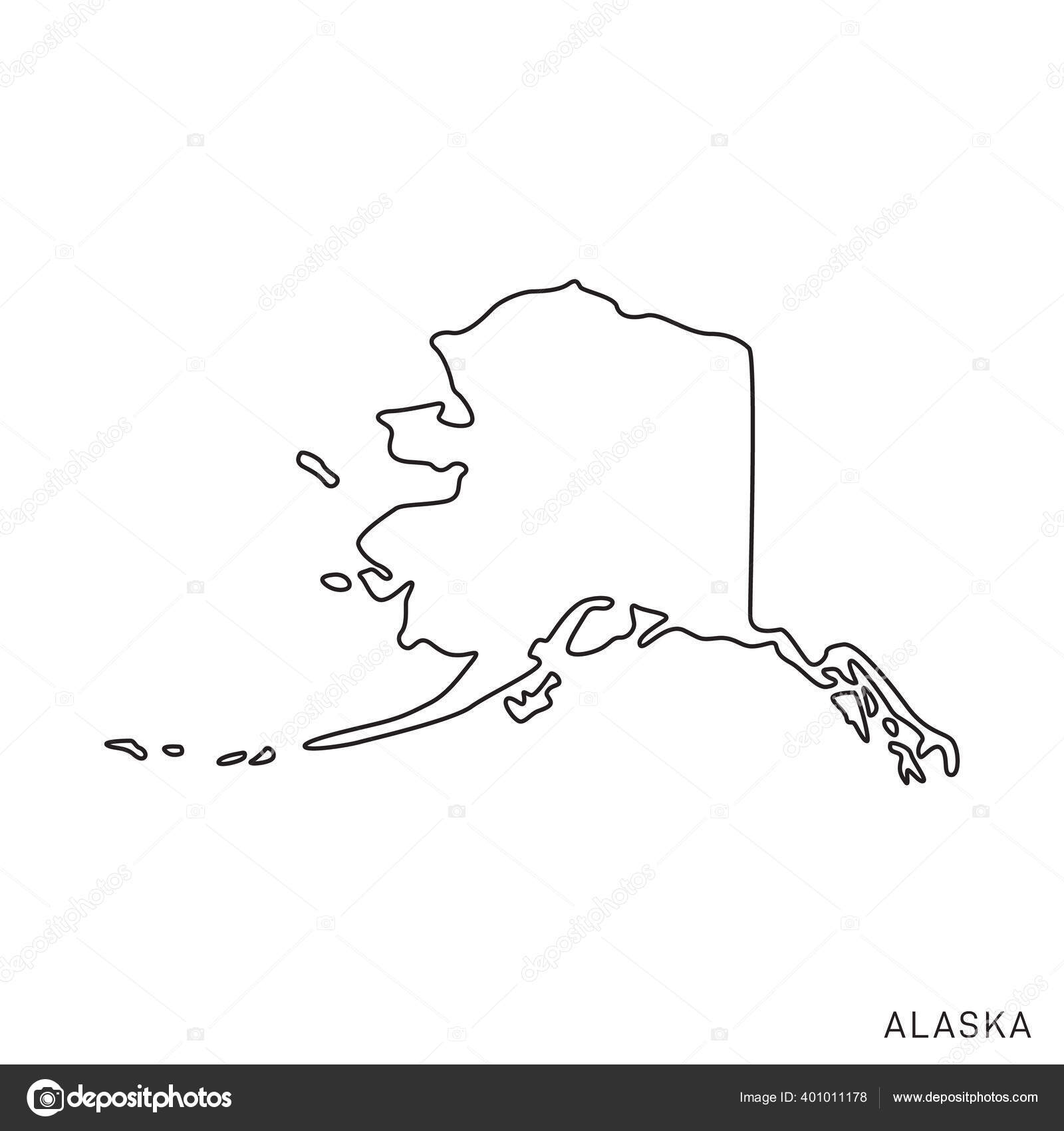 Alaska Map Vector Outline Design Template Editable Stroke Stock Vector ...