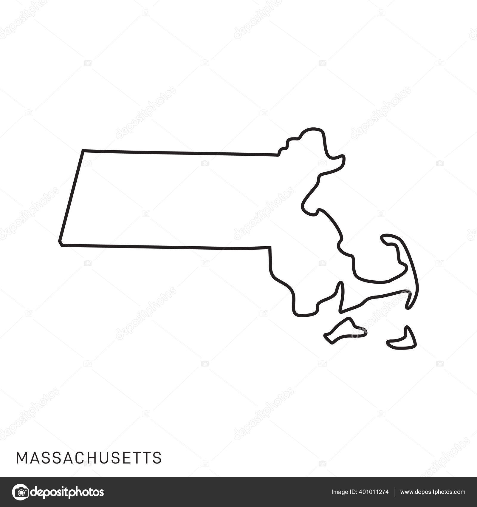 Massachusetts Map Vector Outline Plantilla Diseño Carrera Editable ...