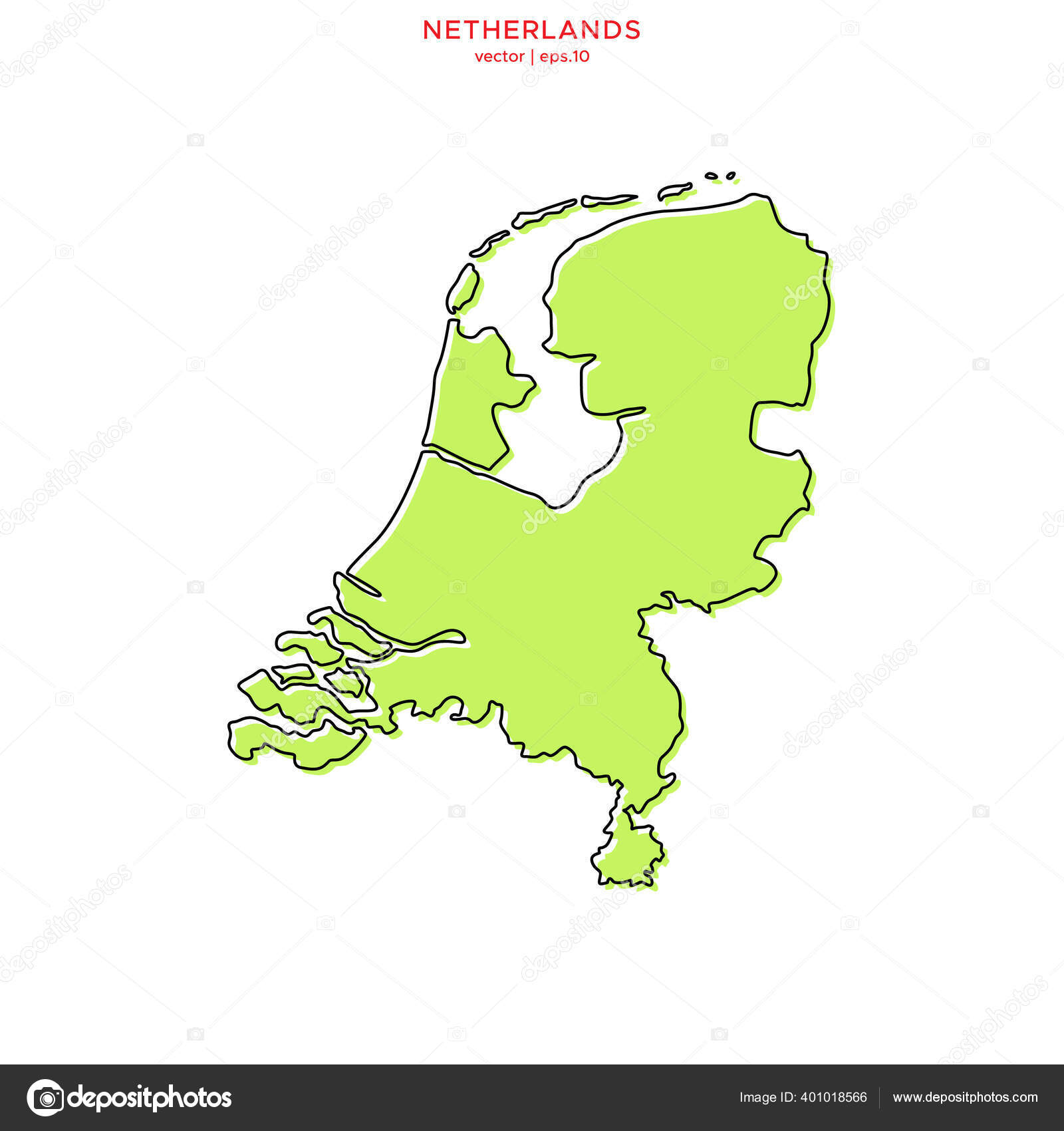 Mapa Verde Holanda Con Esquema Plantilla Diseño Vectorial Carrera ...