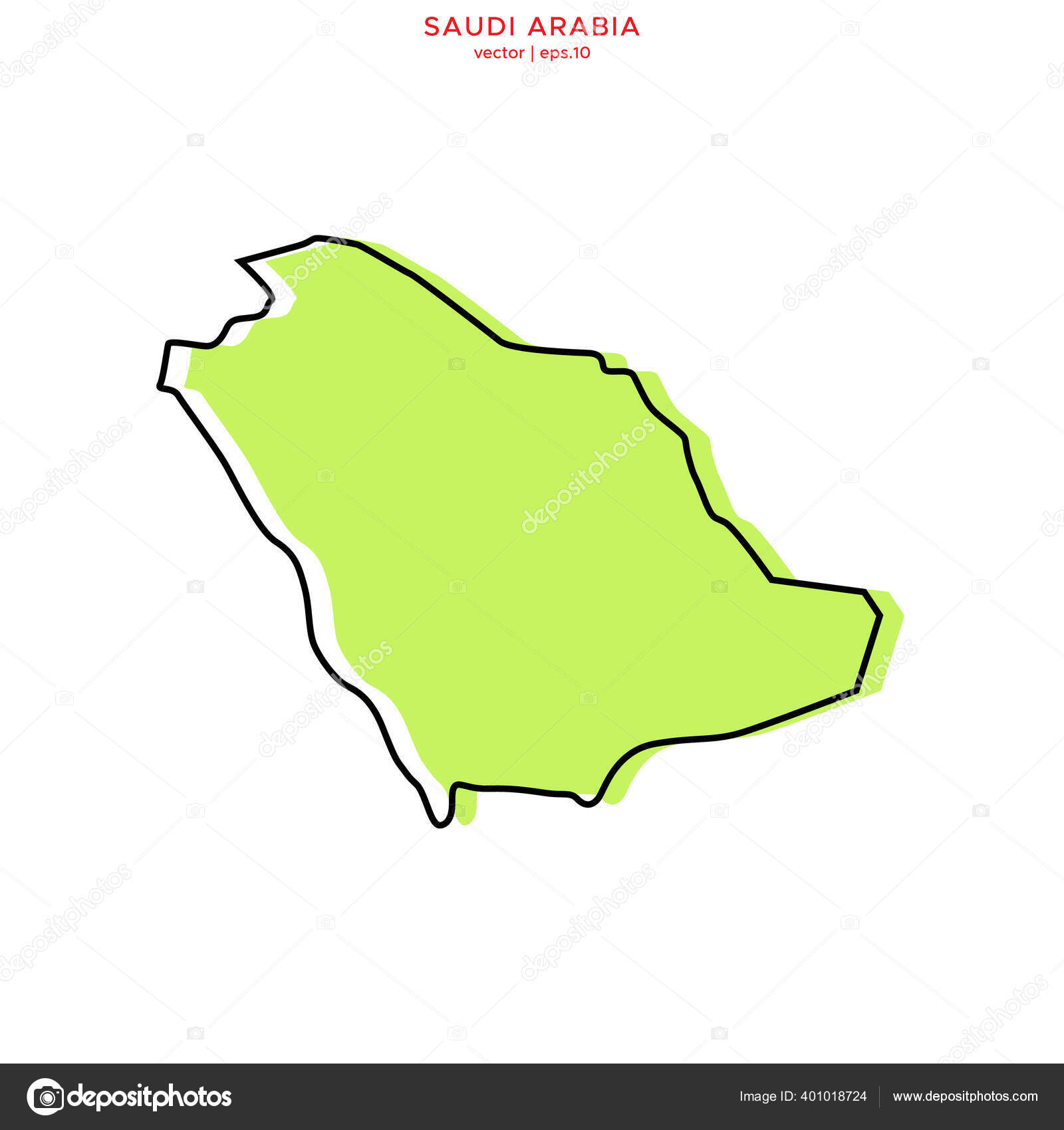 Green Map Saudi Arabia Outline Plantilla Diseño Vectorial Carrera ...
