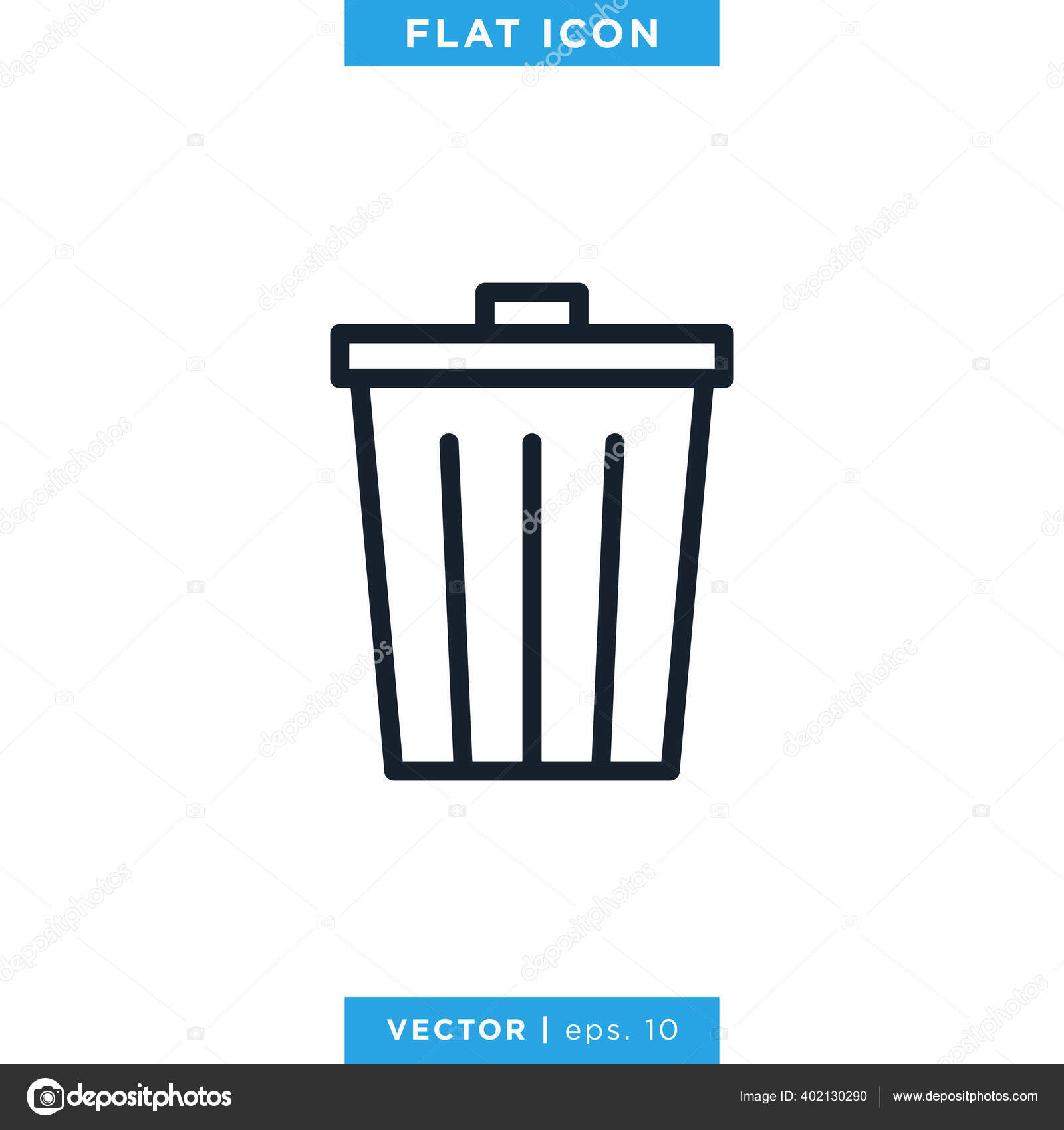 Trash Can Icon Vector Logo Design Template Editable Stroke Stock Vector ...