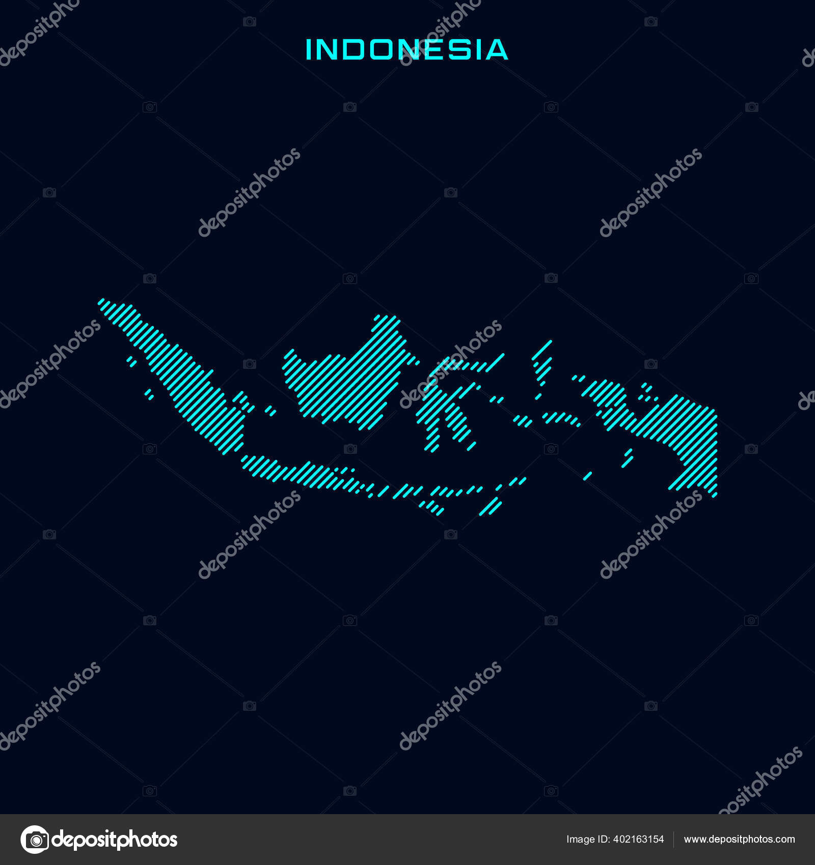 Indonesia Striped Map Vector Design Template Blue Background Stock ...