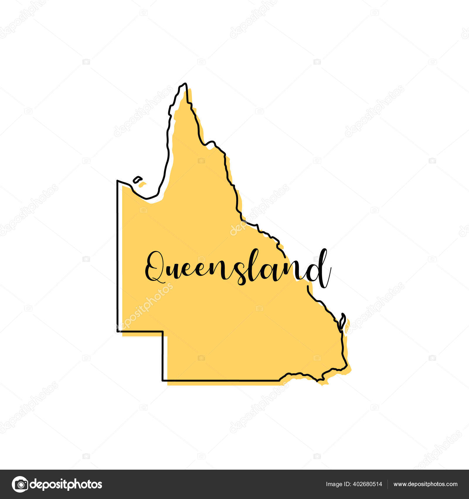 Simple Outline Map Of Queensland Is A State Vector Image, 47% OFF