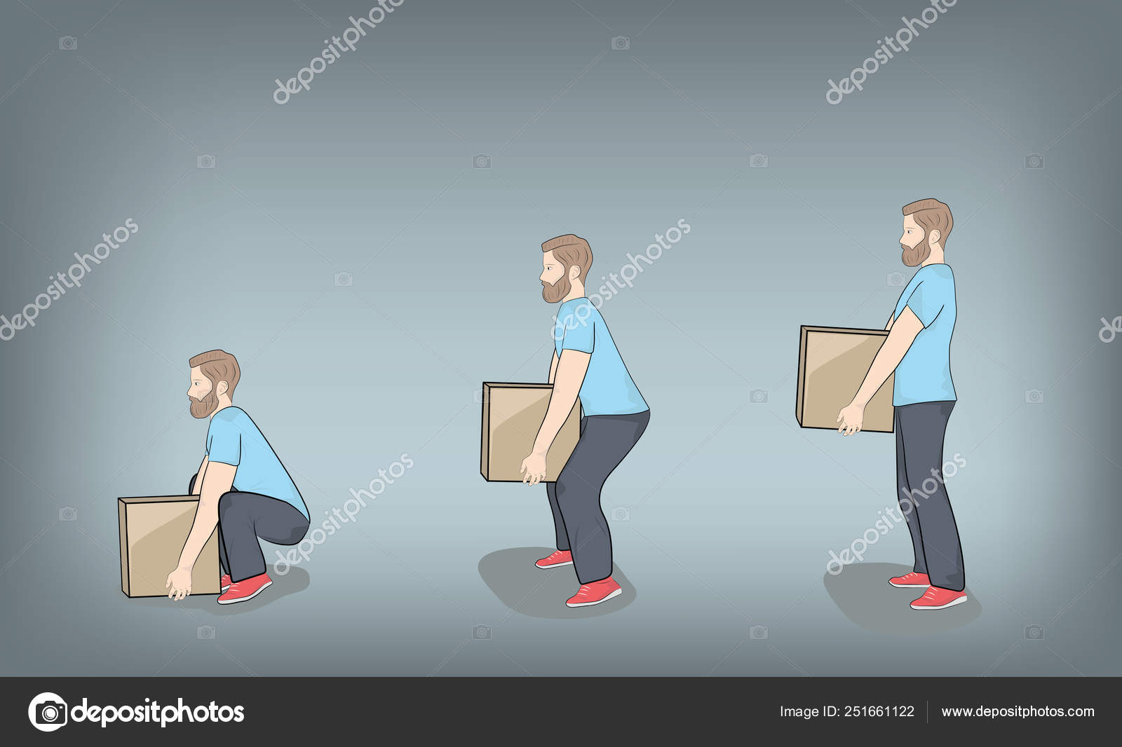 Correct Posture Lift Heavy Object Safely Illustration Health Care ...