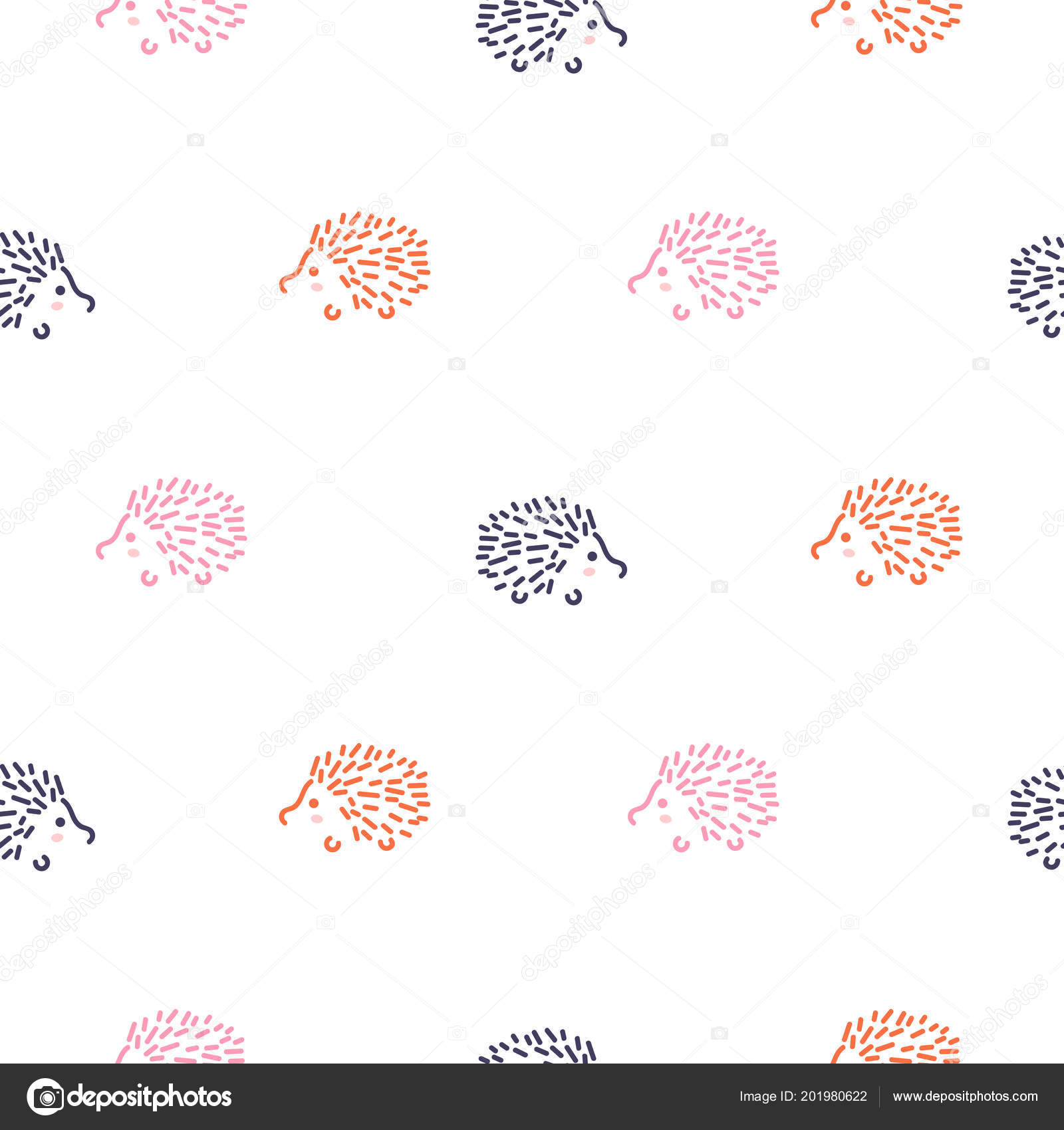 Cute baby hedgehogs seamless vector pattern. Stock Vector Image by ...