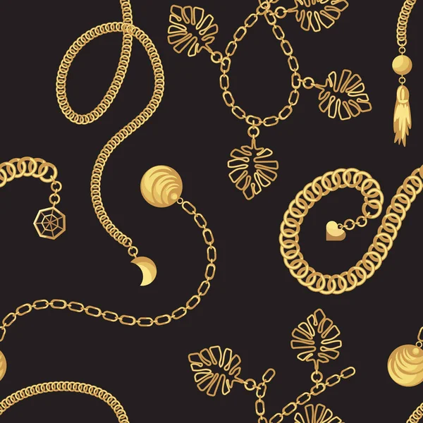 Golden chains bold floral blue pattern fashion vector design. — Stock ...