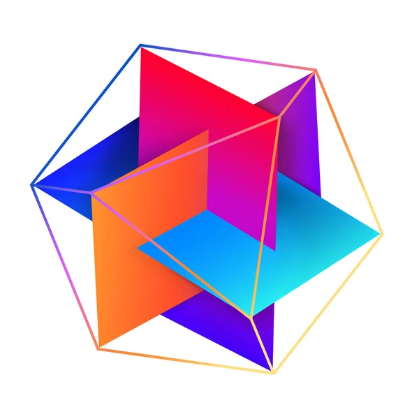 Abstract Interlocking Colorful Rectangles Three Dimensional Symbol ...