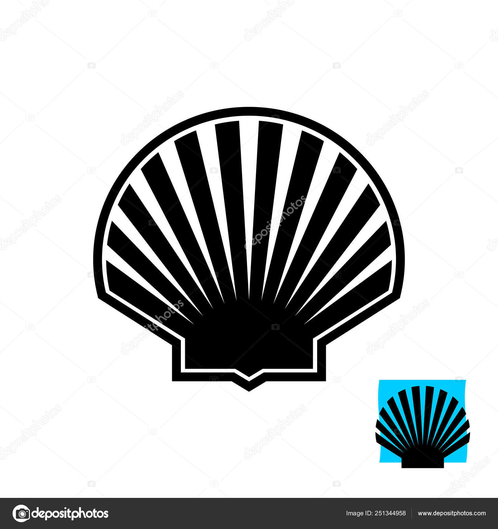 Sea shell black silhouette sign. Scallop logo. Stock Vector by ©Kilroy ...