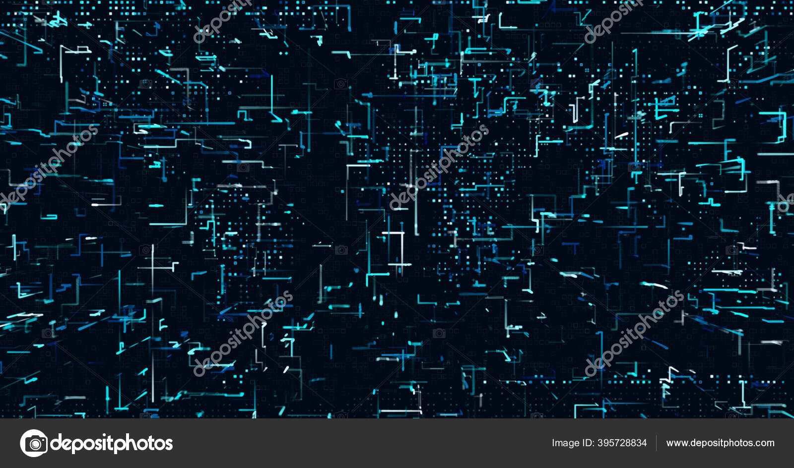 Bright Blue Neon Data Matrix Style Image Template Dark Background Stock ...