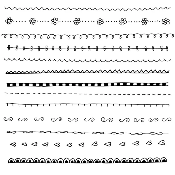 Set Simple Hand Drawn Linear Borders Stock Vector by ©Insh1na 381879336