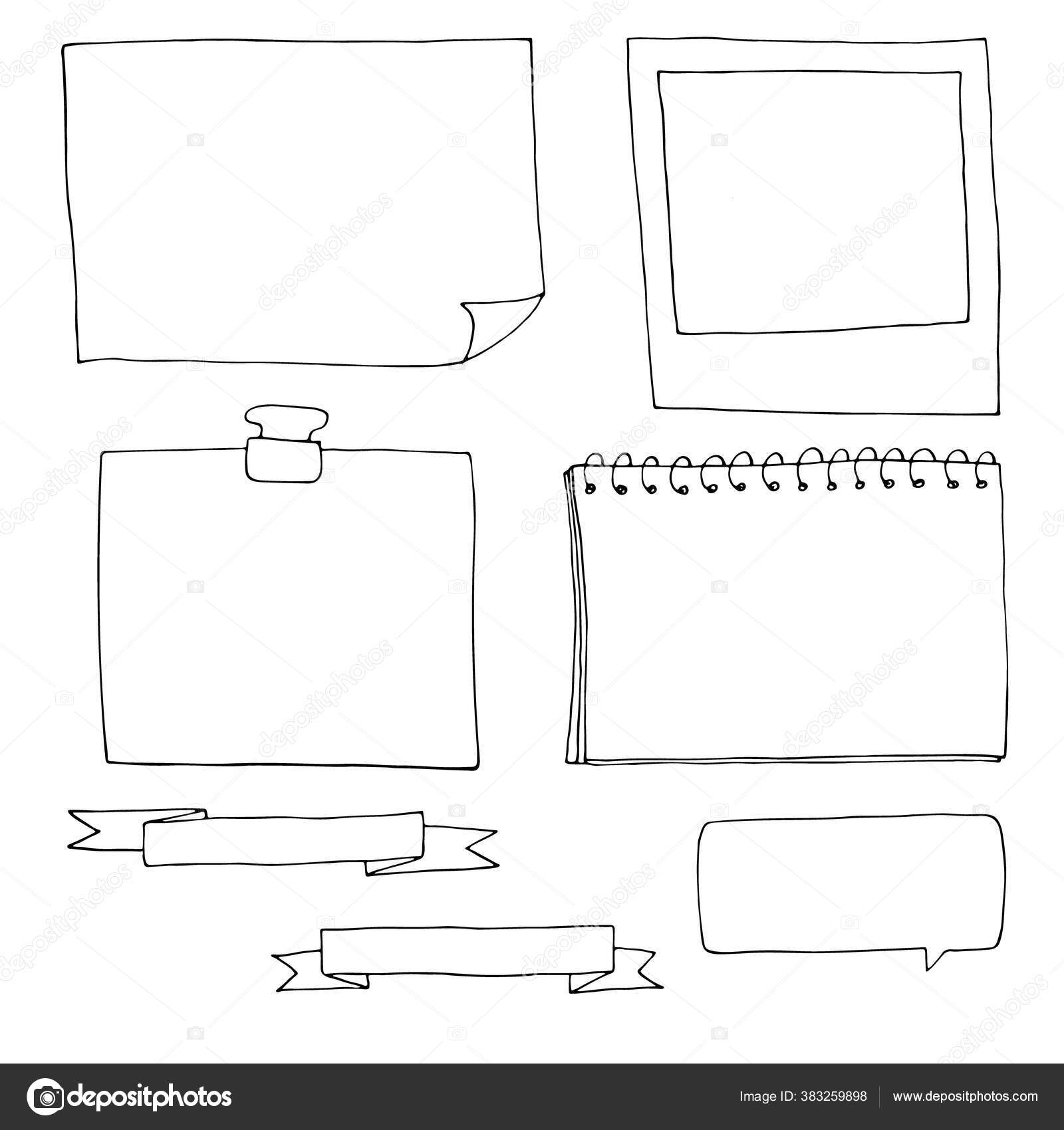 Set Doodle Frames Organizing Diary Entries Cartoon Style — Stock Photo ...
