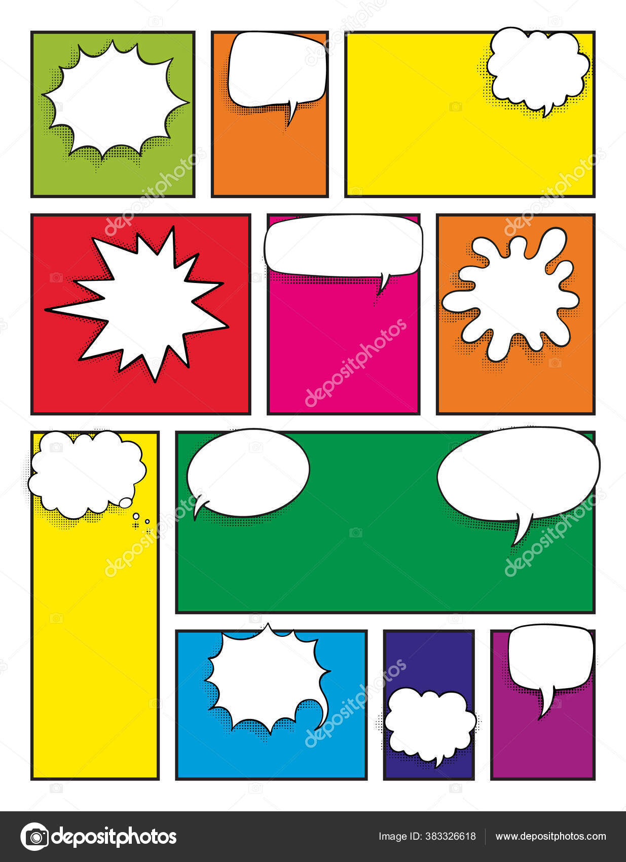 Comic Book Page Retro Comic Book Vector Design Elements Comic Stock ...