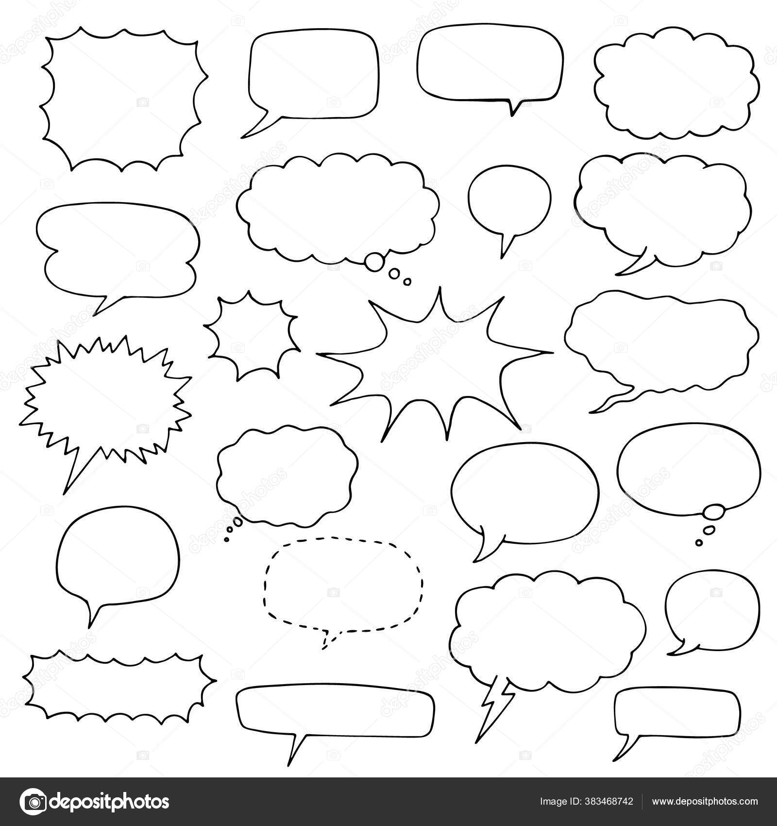 Set Speech Bubble Doodles Collection Comic Elements Stock Vector Image by ©Insh1na #383468742