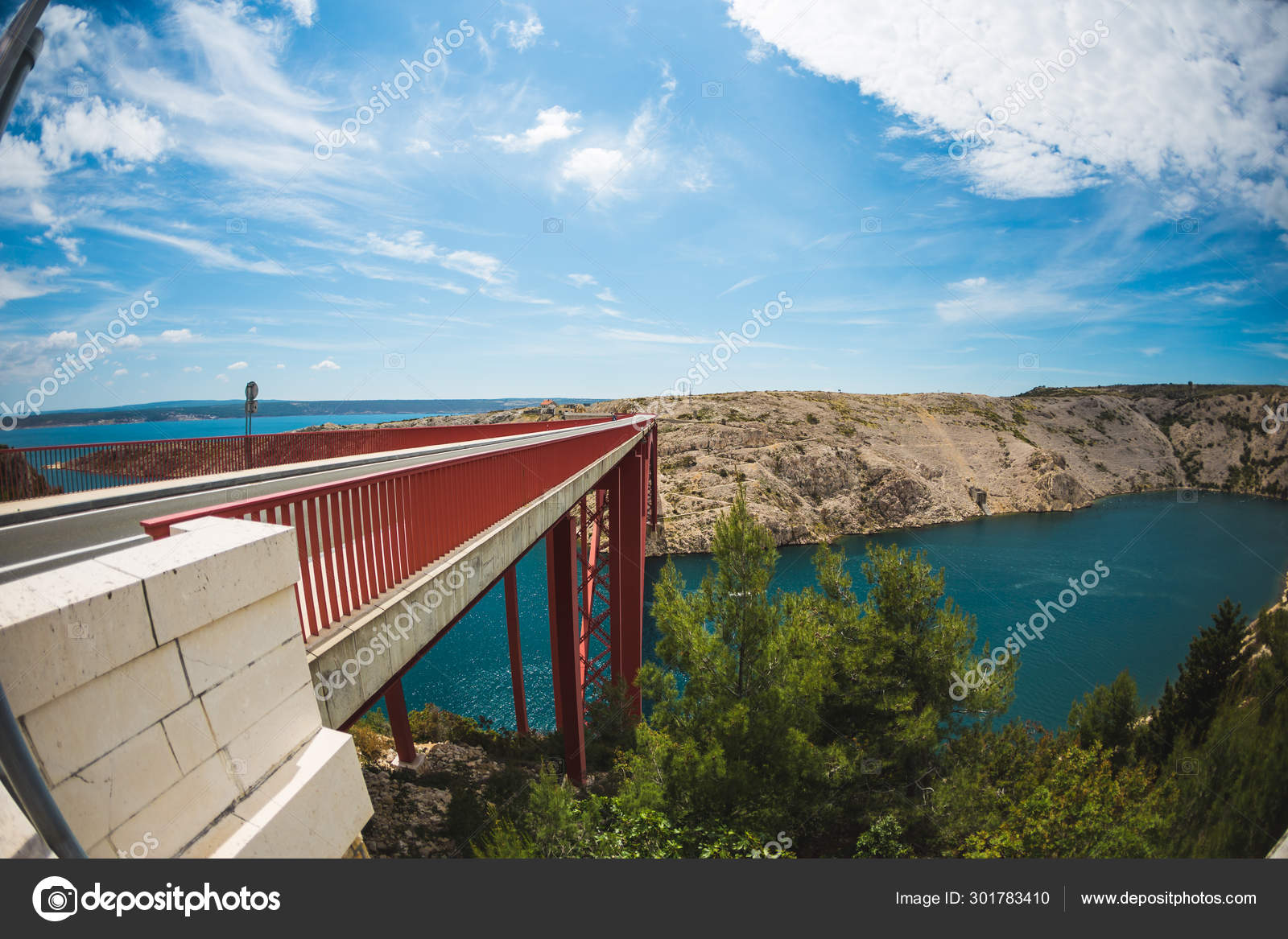 Red Bridge over the canyon in Croatia. — Stock Photo © zhukovvvlad ...