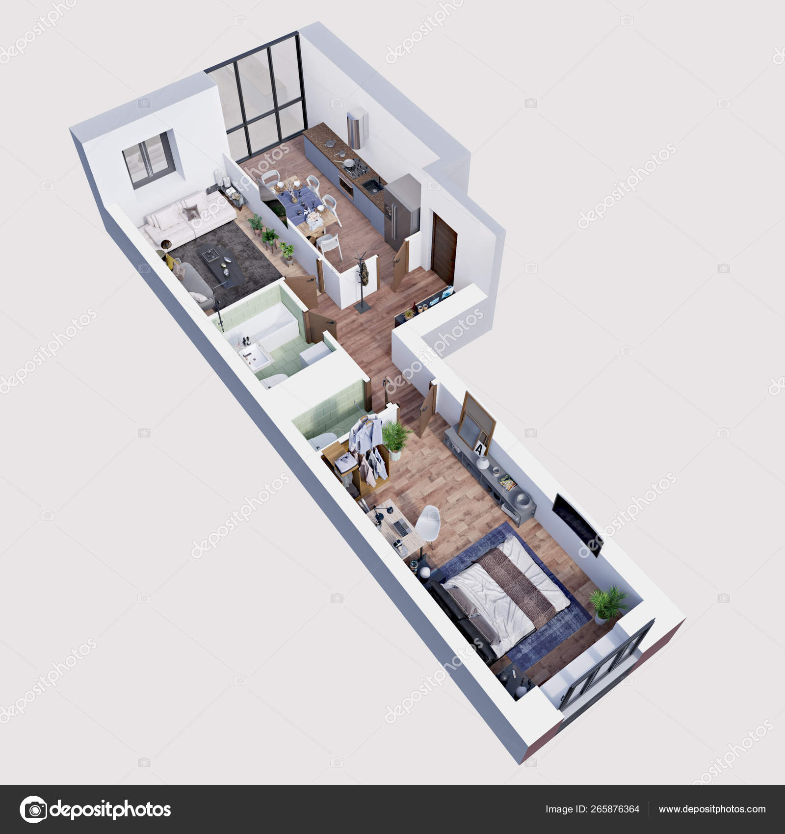 Render Plan Layout Modern Apartment Isometric Stock Photo by ©Mr_Ptica ...