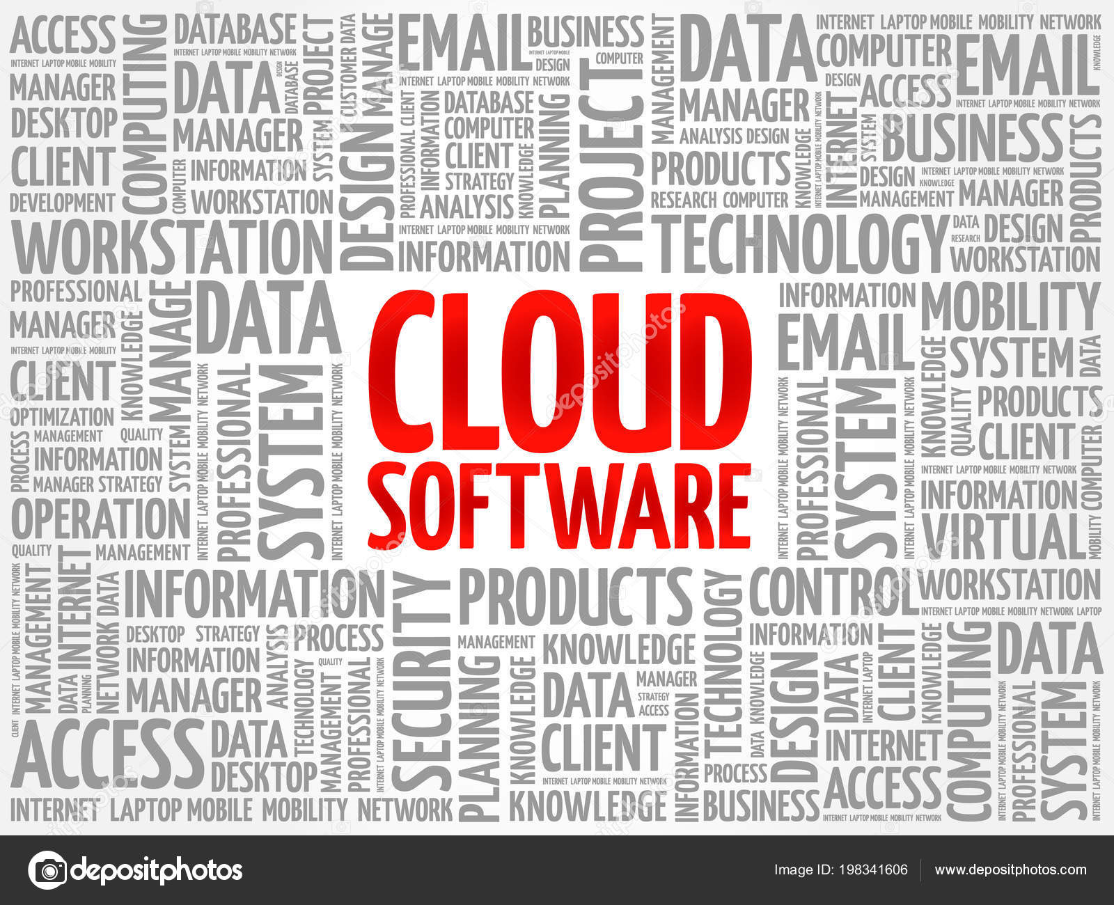 Cloud Software Word Cloud Collage Technology Business Concept ...