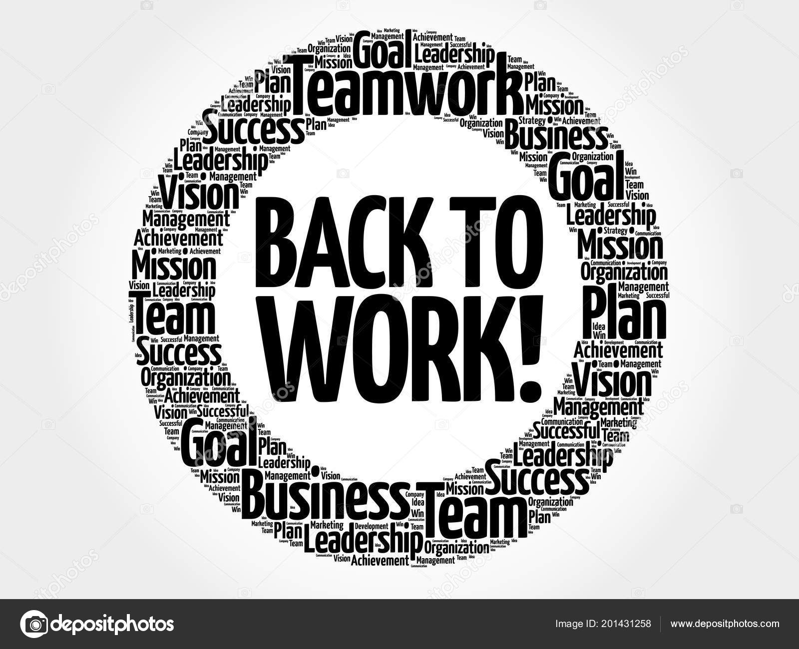 Back Work Word Cloud Collage Business Concept Background Stock Vector ...
