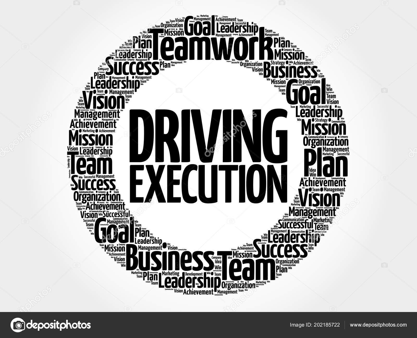 Driving Execution Word Cloud Collage Business Concept Background Stock ...