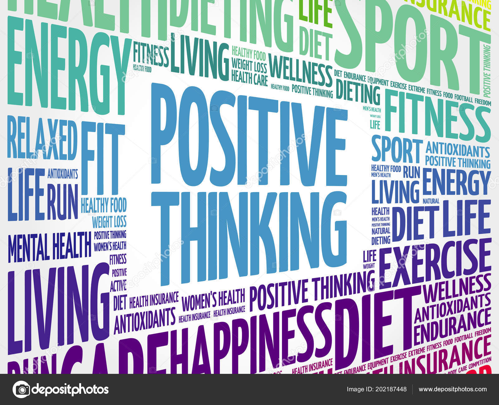 Positive Thinking Word Cloud Collage Health Concept Background Stock ...