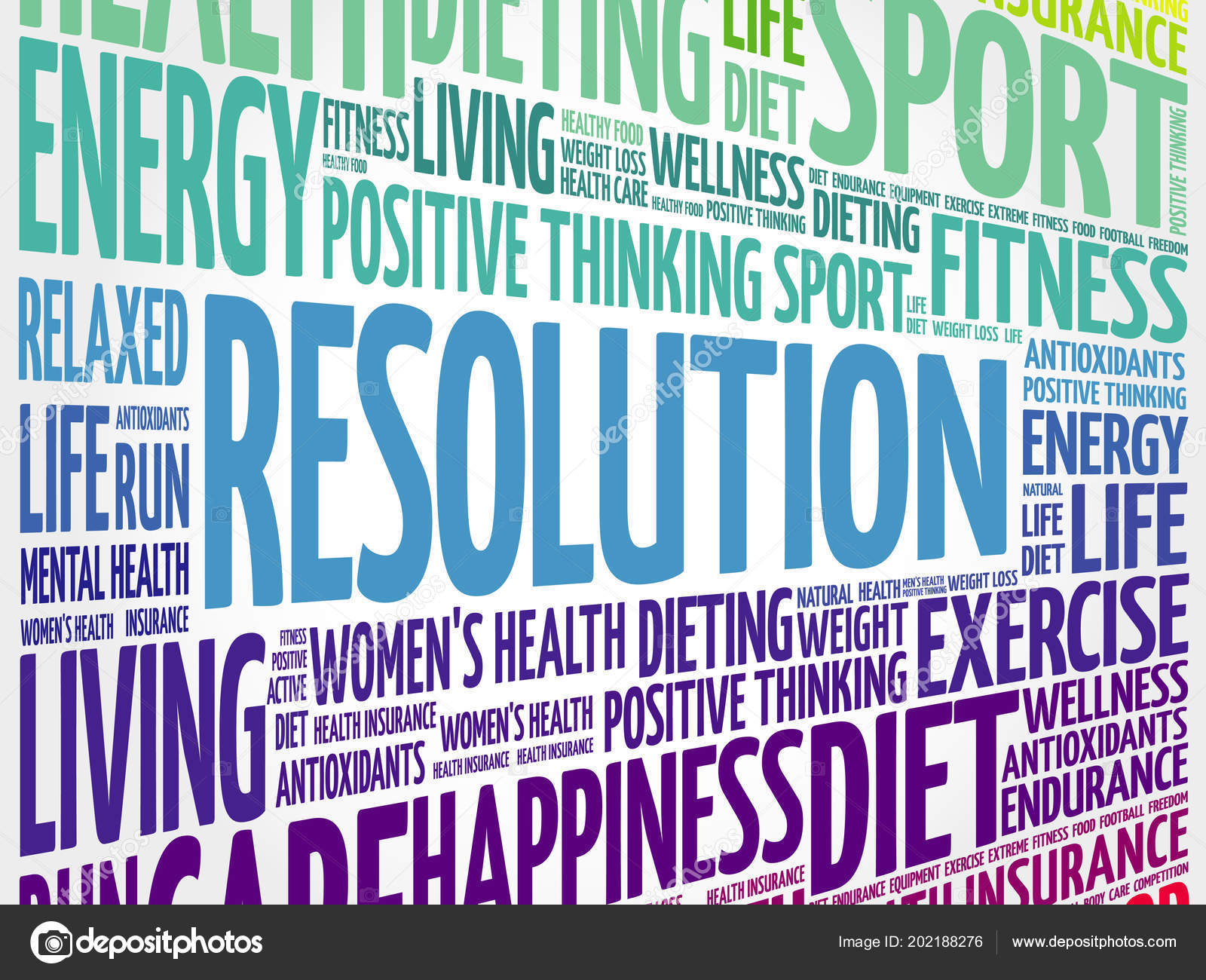 Resolution Word Cloud Fitness Sport Health Concept Stock Vector by ...