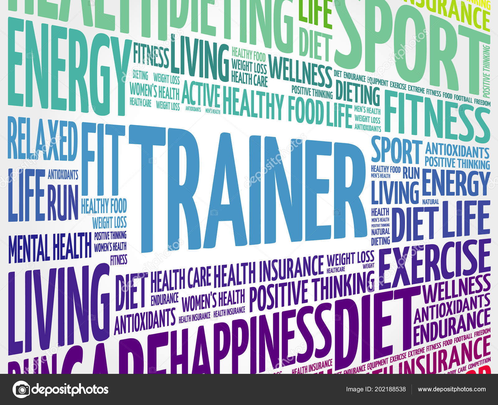 Trainer Word Cloud Background Health Concept Background Stock Vector by ...
