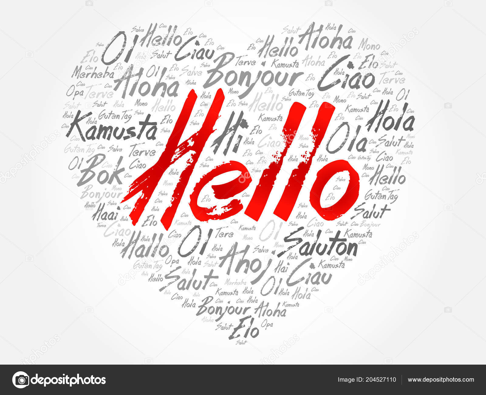Hello Heart Word Cloud Different Languages World Background Concept ...