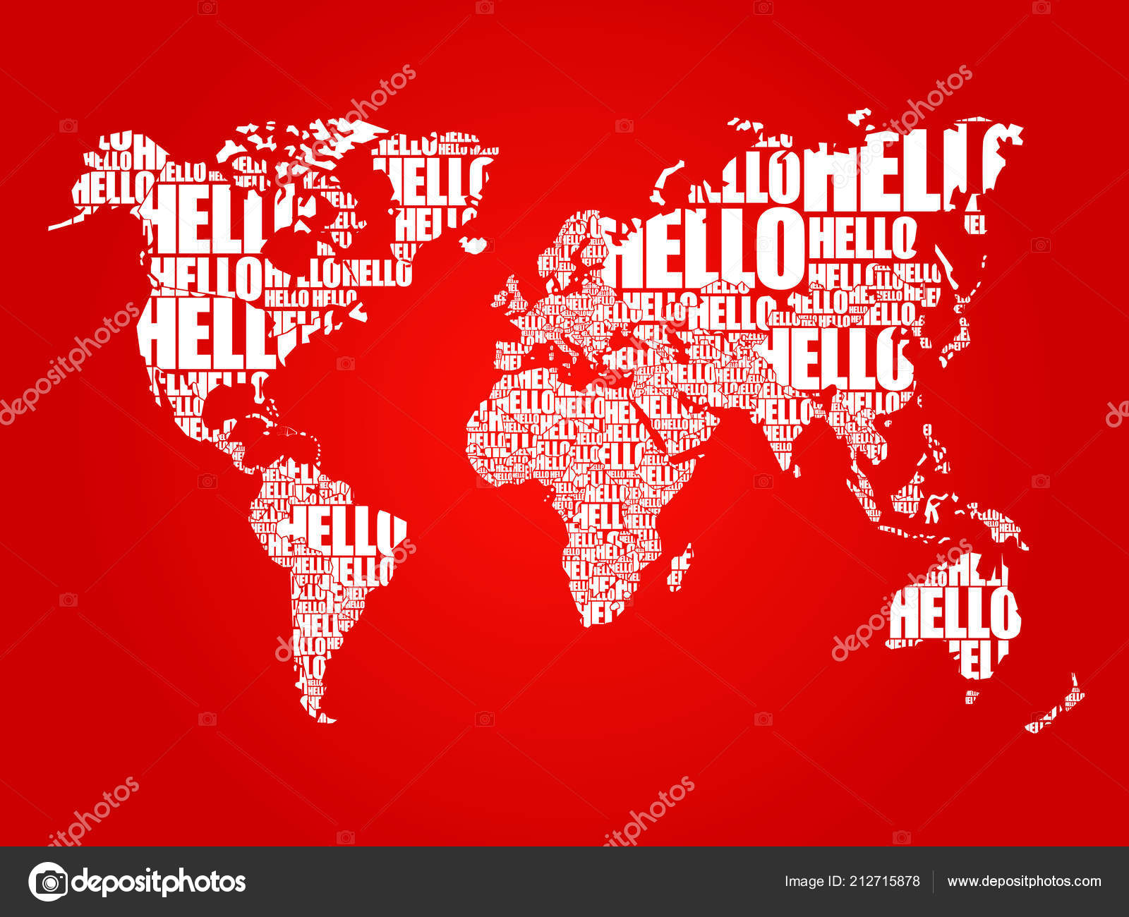 Hello Word Cloud World Map Typography Background Concept Stock Vector ...