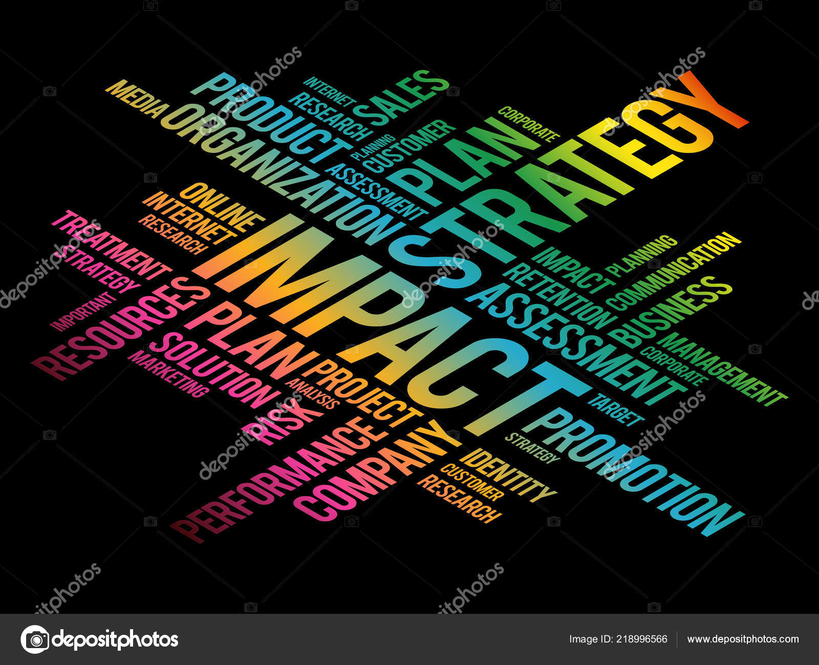 Impact Word Cloud Collage Business Concept Background Stock Vector