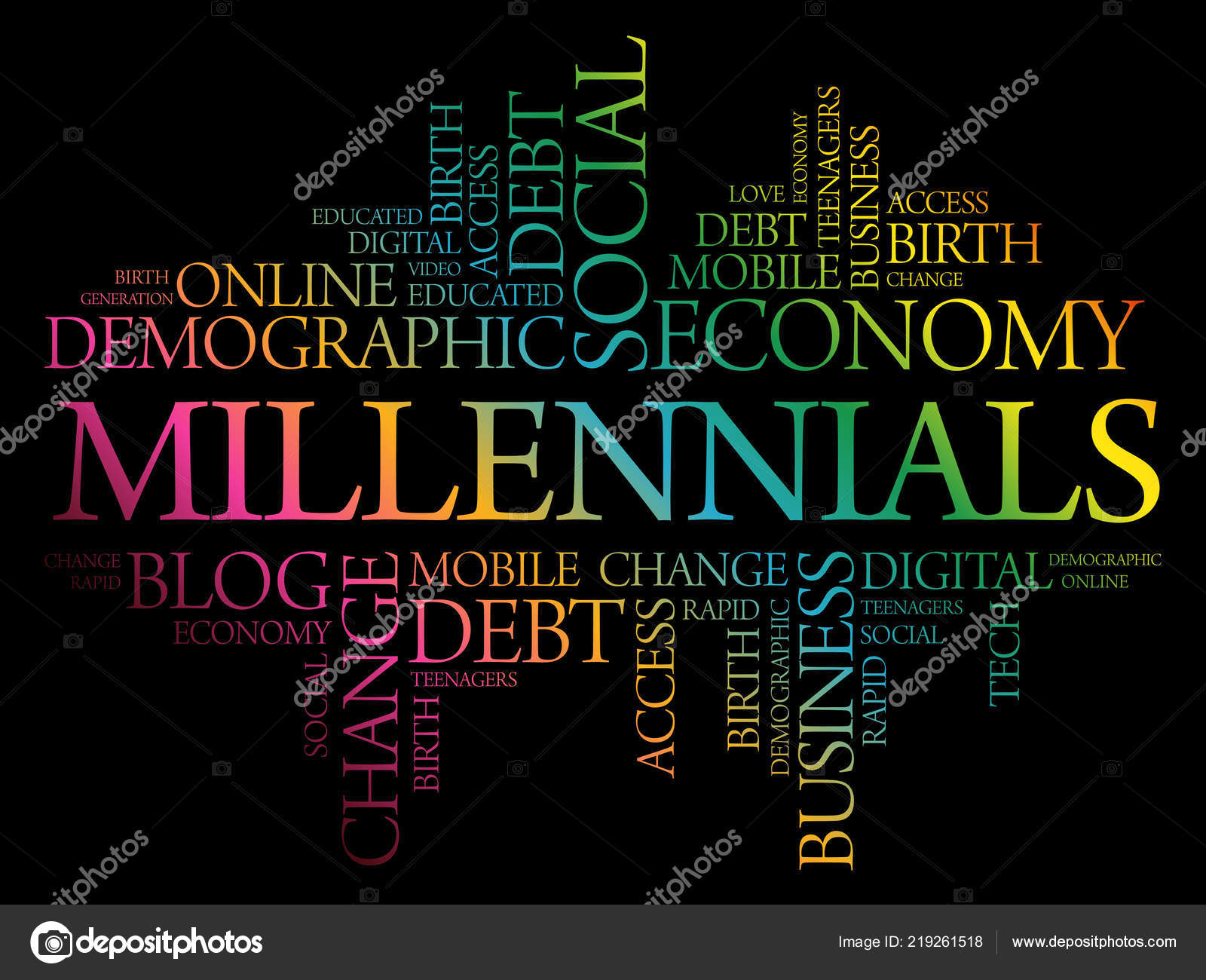 Millennials Word Cloud Social Concept Collage Background Stock Vector ...
