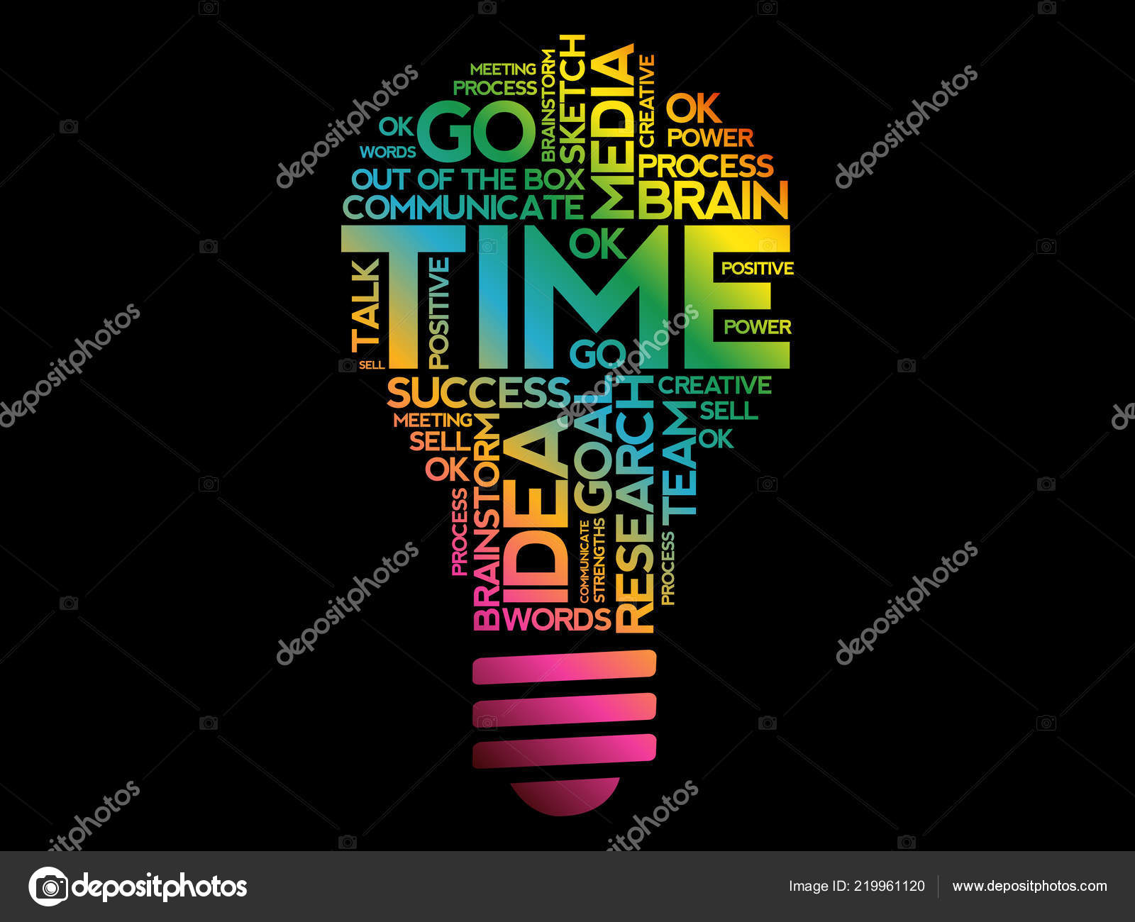 Time Bulb Word Cloud Collage Business Concept Background Stock Vector ...