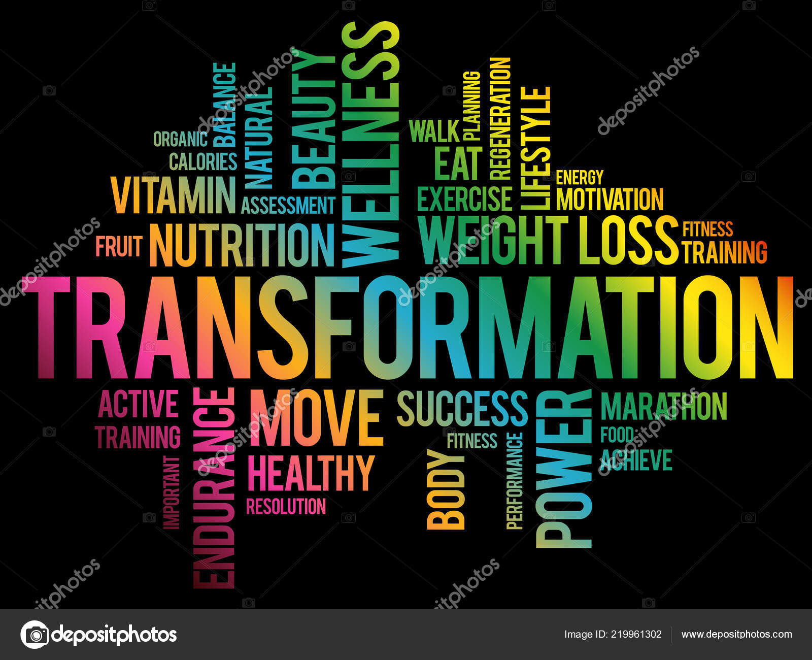 Transformation Word Cloud Fitness Sport Health Concept — Stock Vector ...