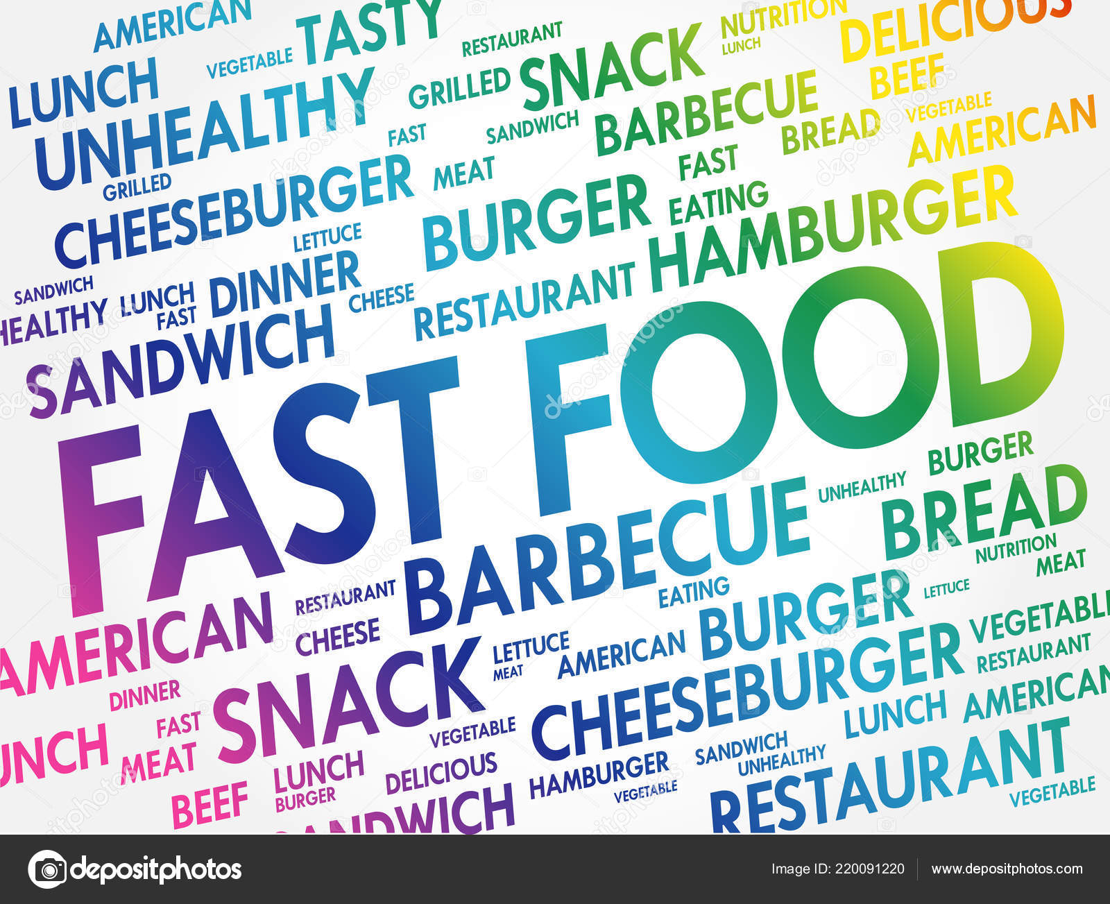 Fast Food Word Cloud Collage Concept Background Stock Vector by ...