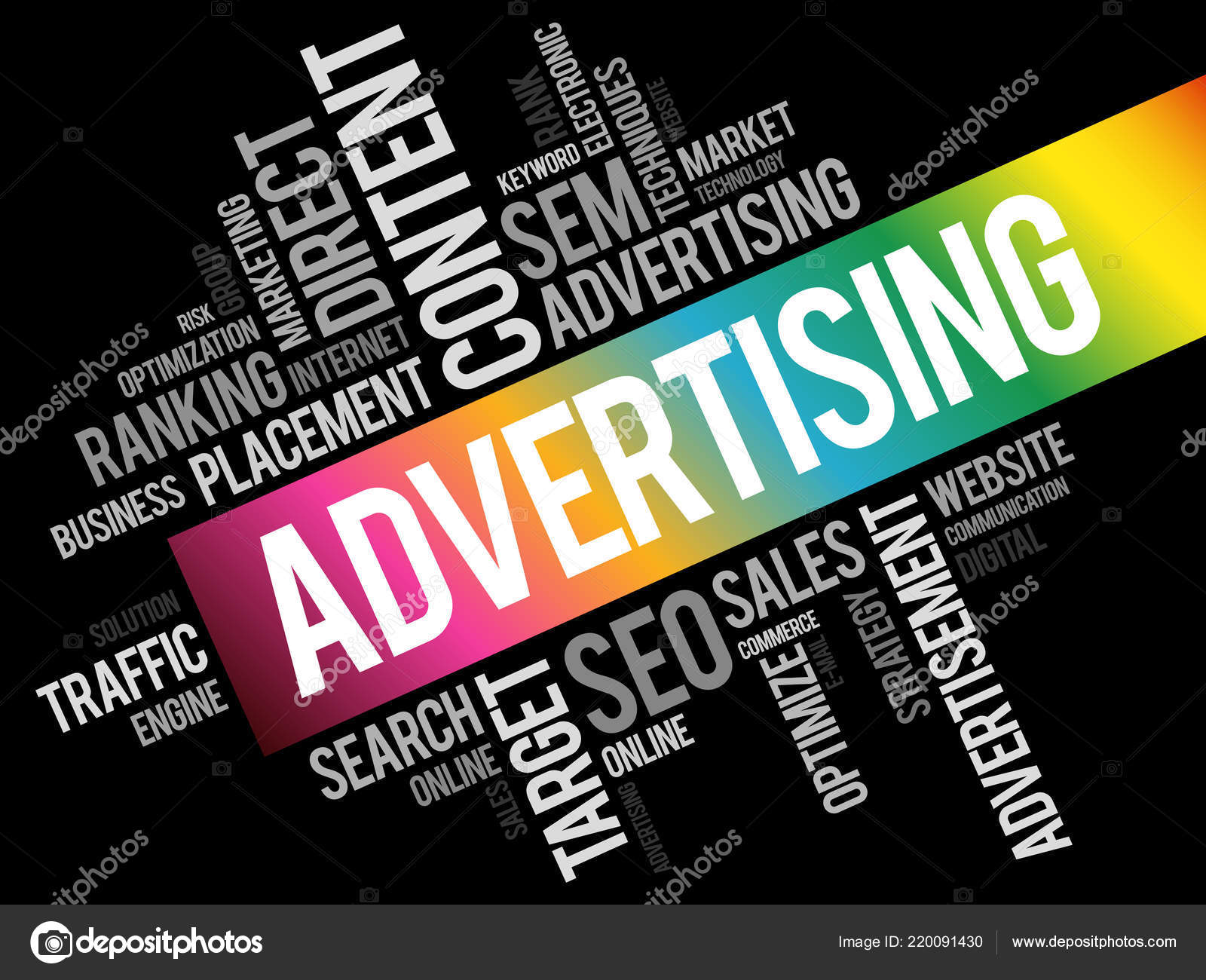 Advertising Word Cloud Collage Business Concept Background Stock Vector ...