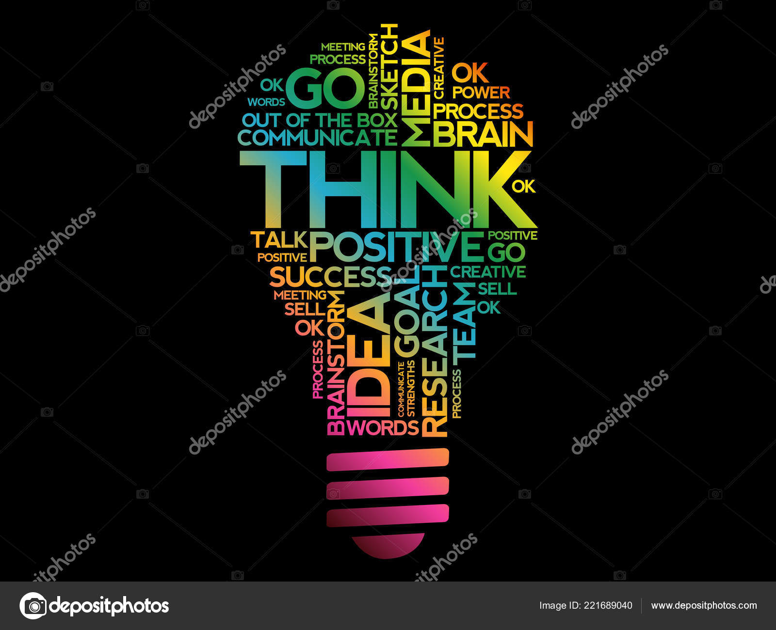 Think Bulb Word Cloud Collage Business Concept Background Stock Vector ...