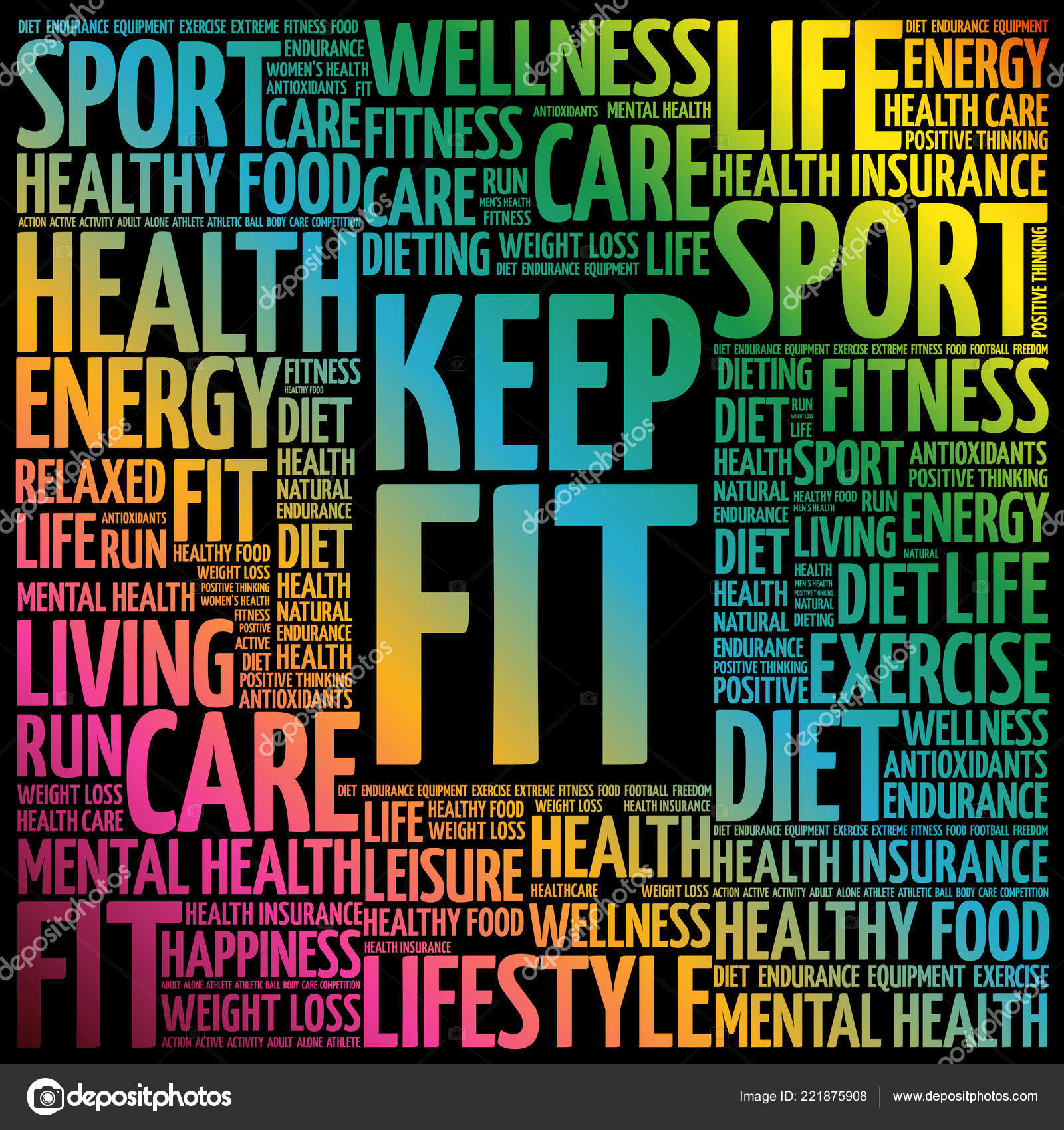 Keep Fit Word Cloud Collage Health Concept Background Stock Vector ...