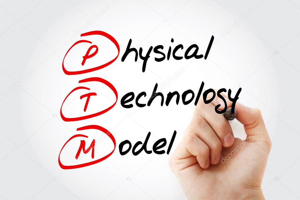 Escritura a mano PTM- Modelo de Tecnología Física con marcador, fondo ...