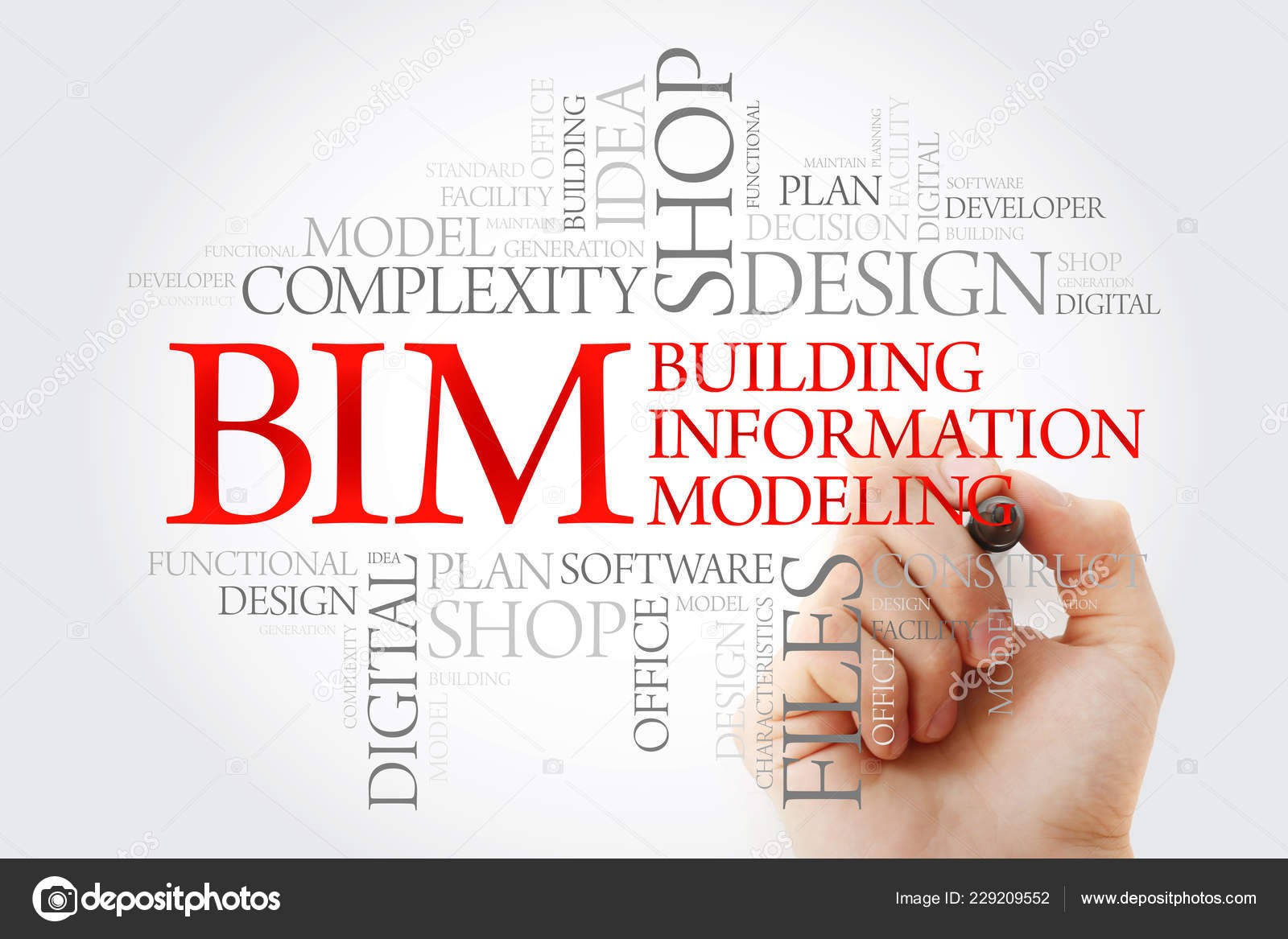 Hand Writing Bim Building Information Modeling Word Cloud Marker ...