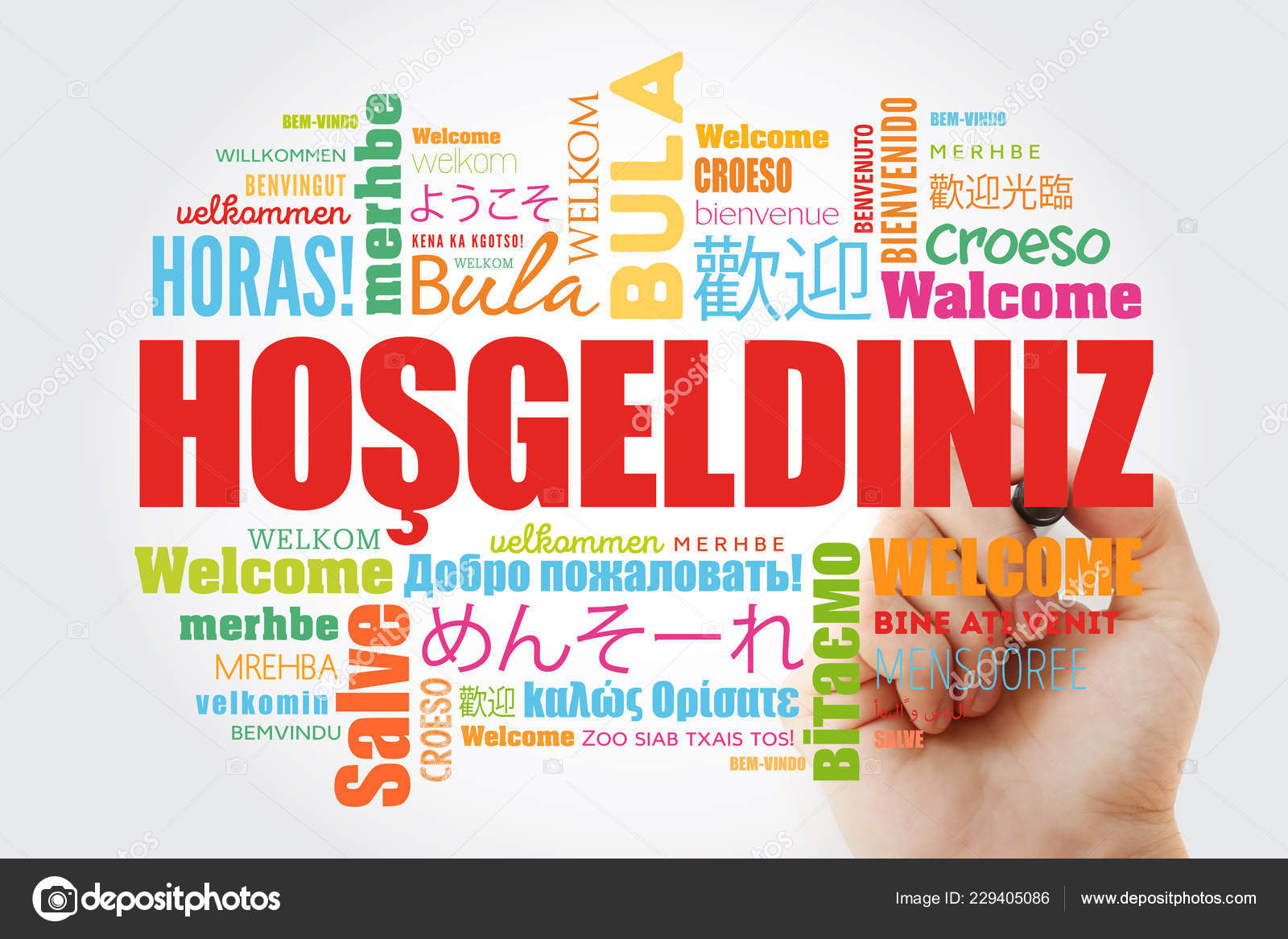 Hosgeldiniz Welcome Turkish Word Cloud Marker Different Languages ...