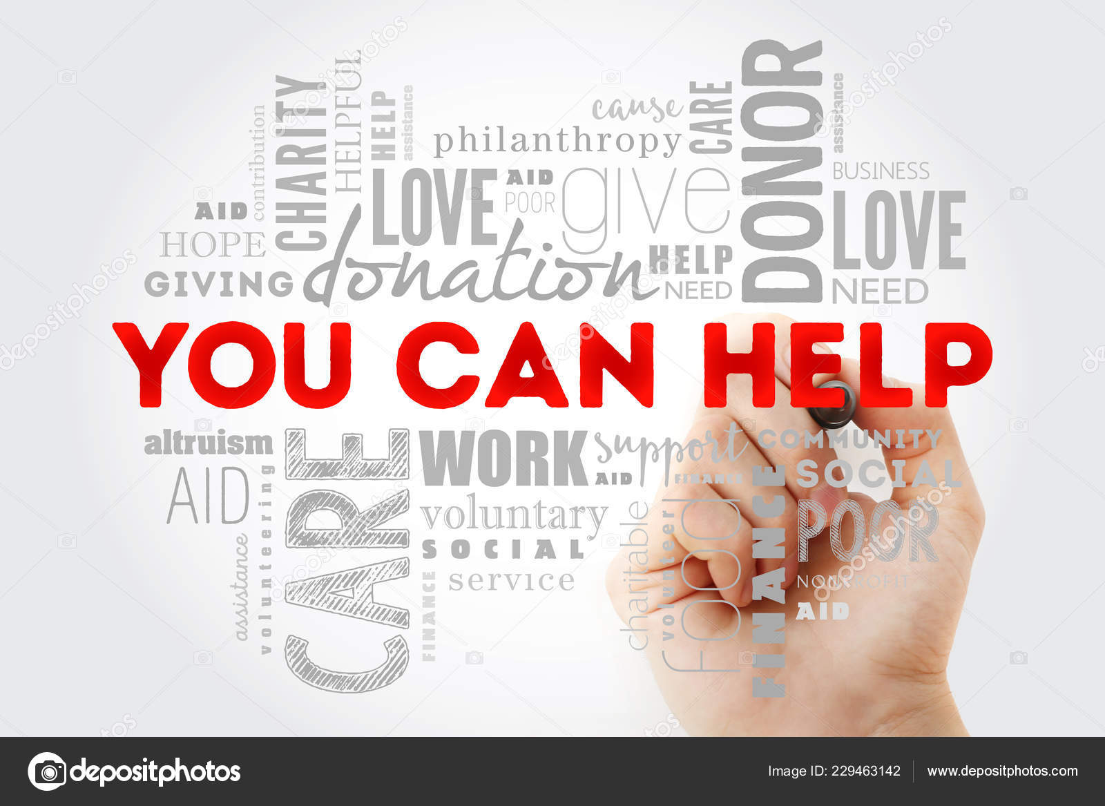 You Can Help Word Cloud Collage Marker Business Concept Background ...