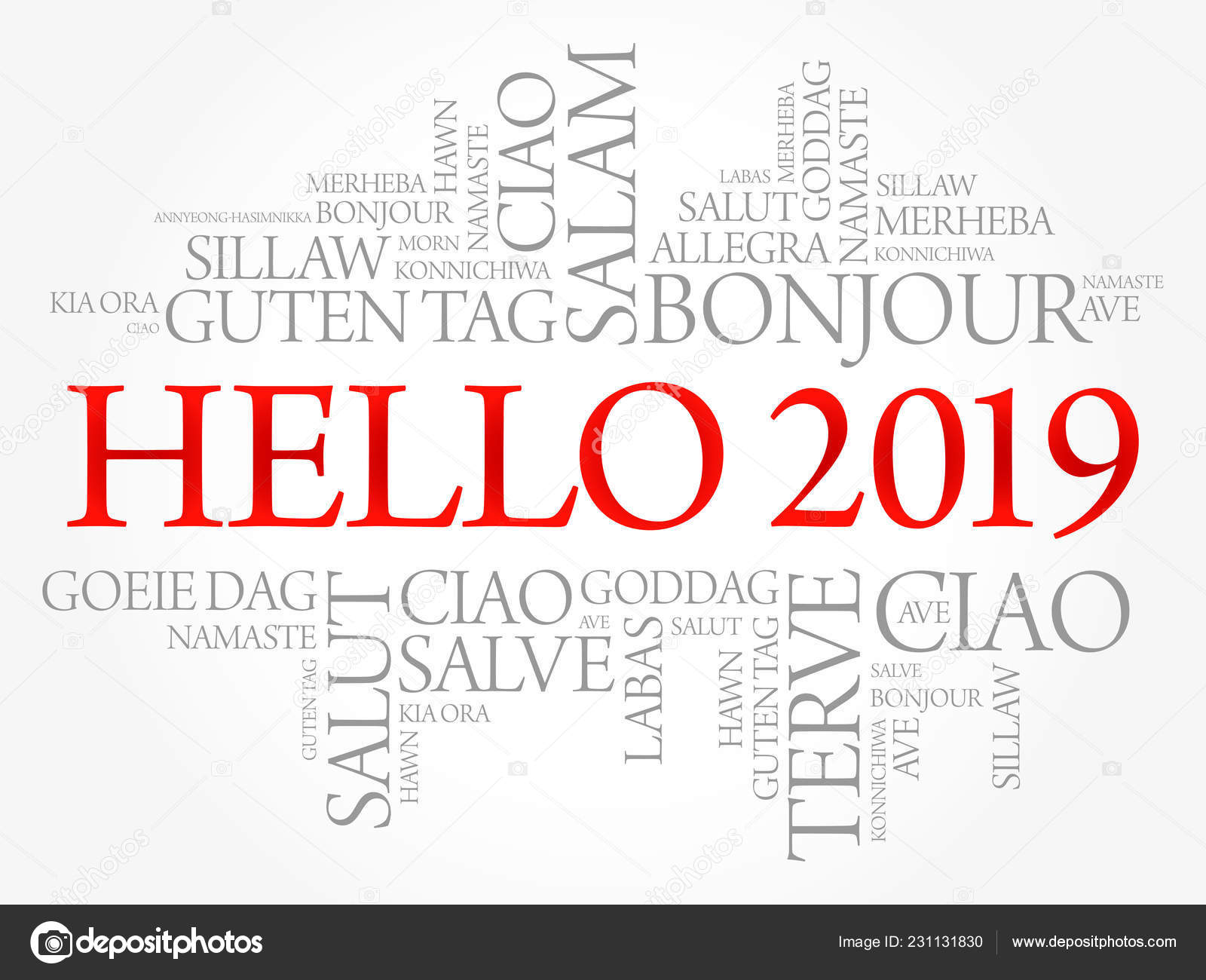 Hello 2019 Word Cloud Different Languages World Background Concept ...